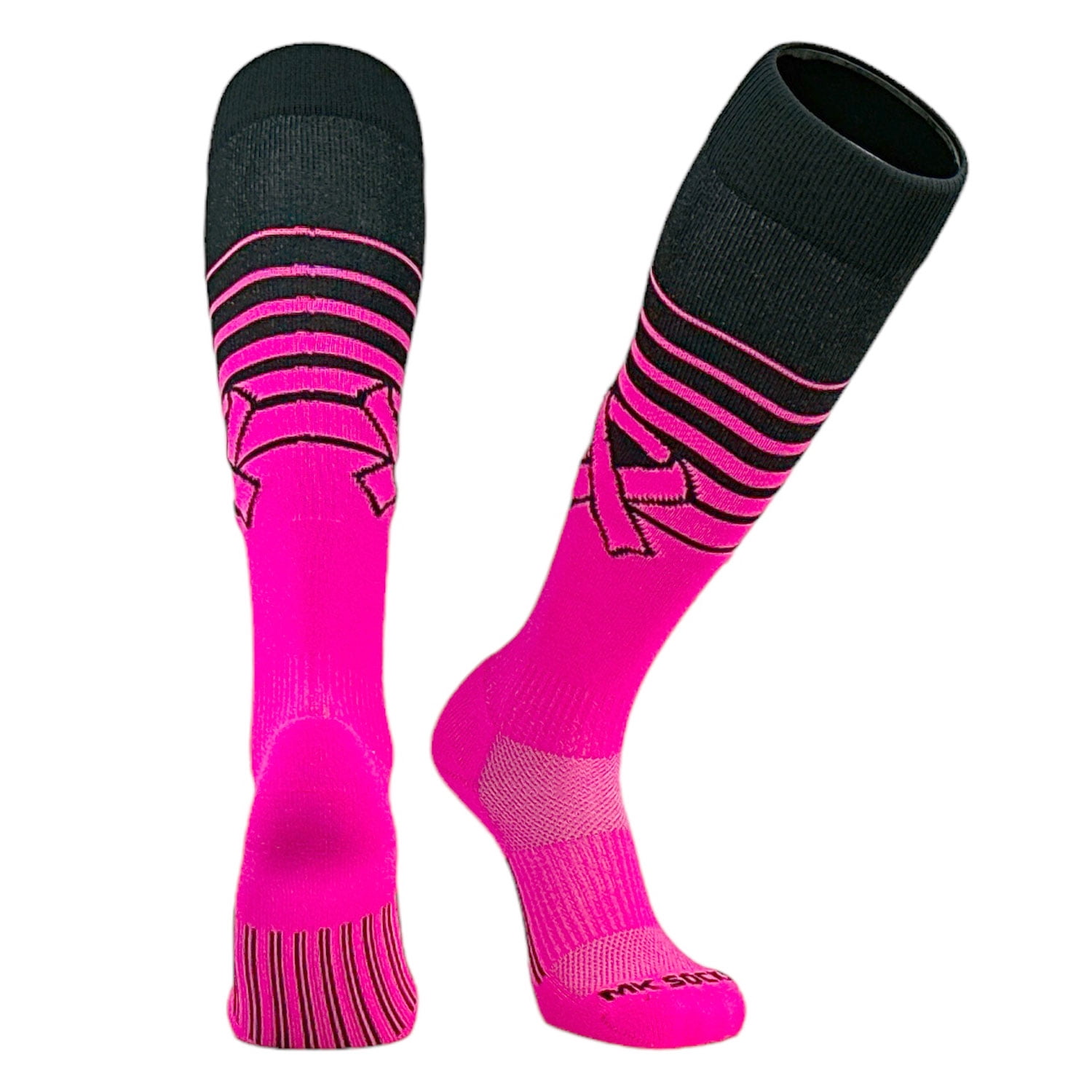 Mk Socks Breaker Fade Breast Cancer Aware Ribbon Long Socks - Black Hot Pink (XL) - Walmart.com