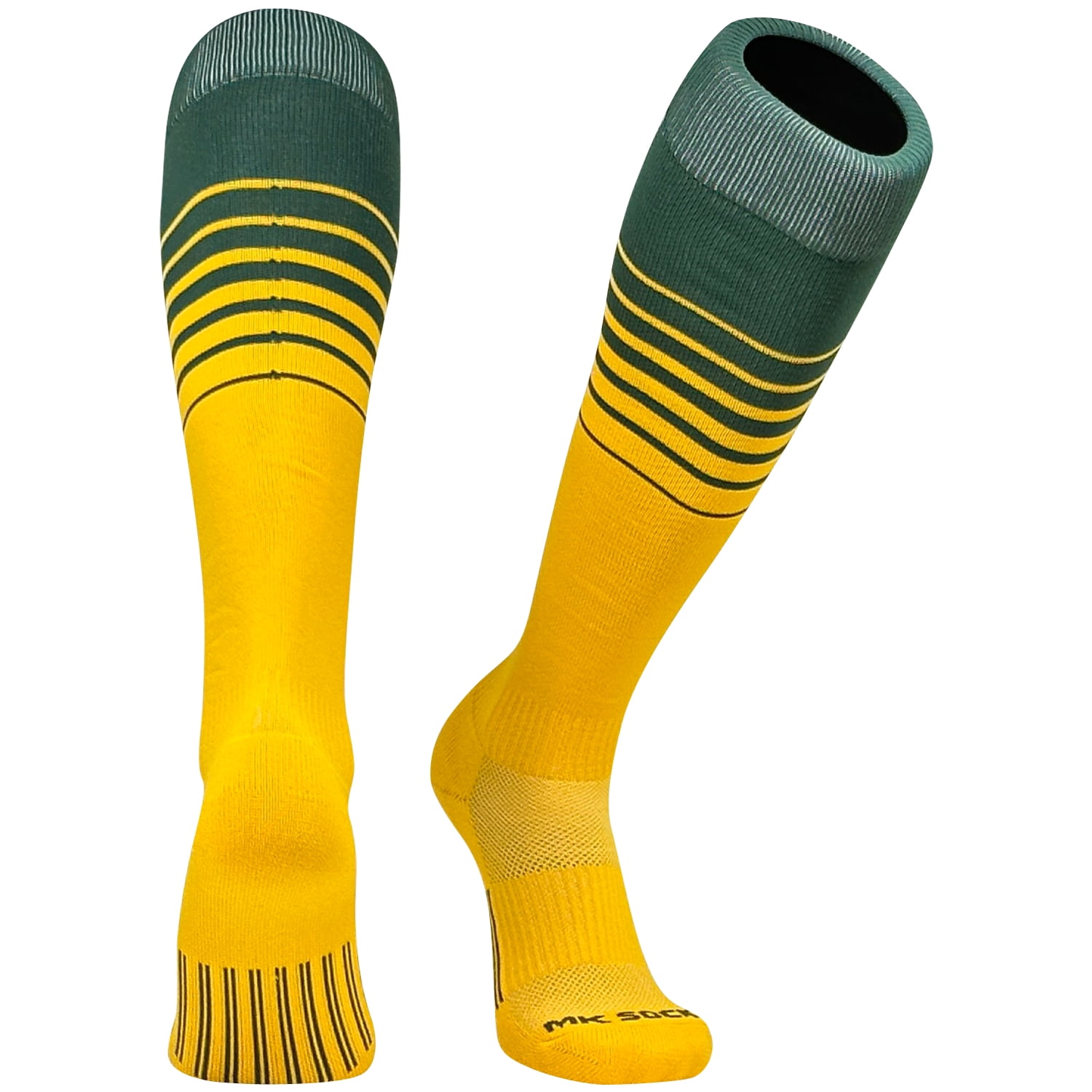 Mk Socks Elite Breaker Fade Baseball Football Soccer Knee High Socks - Dark Green Gold (XL ...