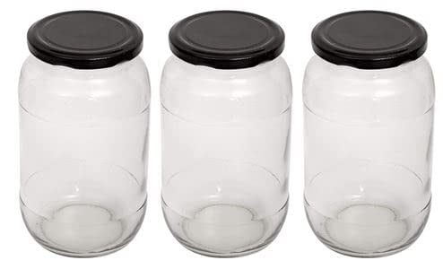 Mkd2 Rise Big Glass Jars For Kitchen Storage 1kg With Airtight Black ...