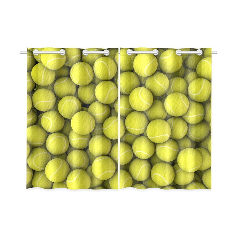 Mkhert Tennis Balls Blackout Window Curtain Kitchen Curtain 26X39 Inch ...
