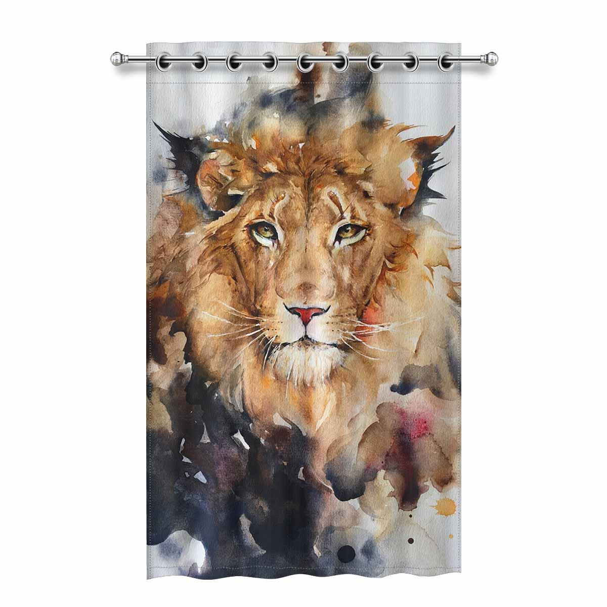 Mkhert Watercolour Painting Of Lion Blackout Window Curtain Drapes ...