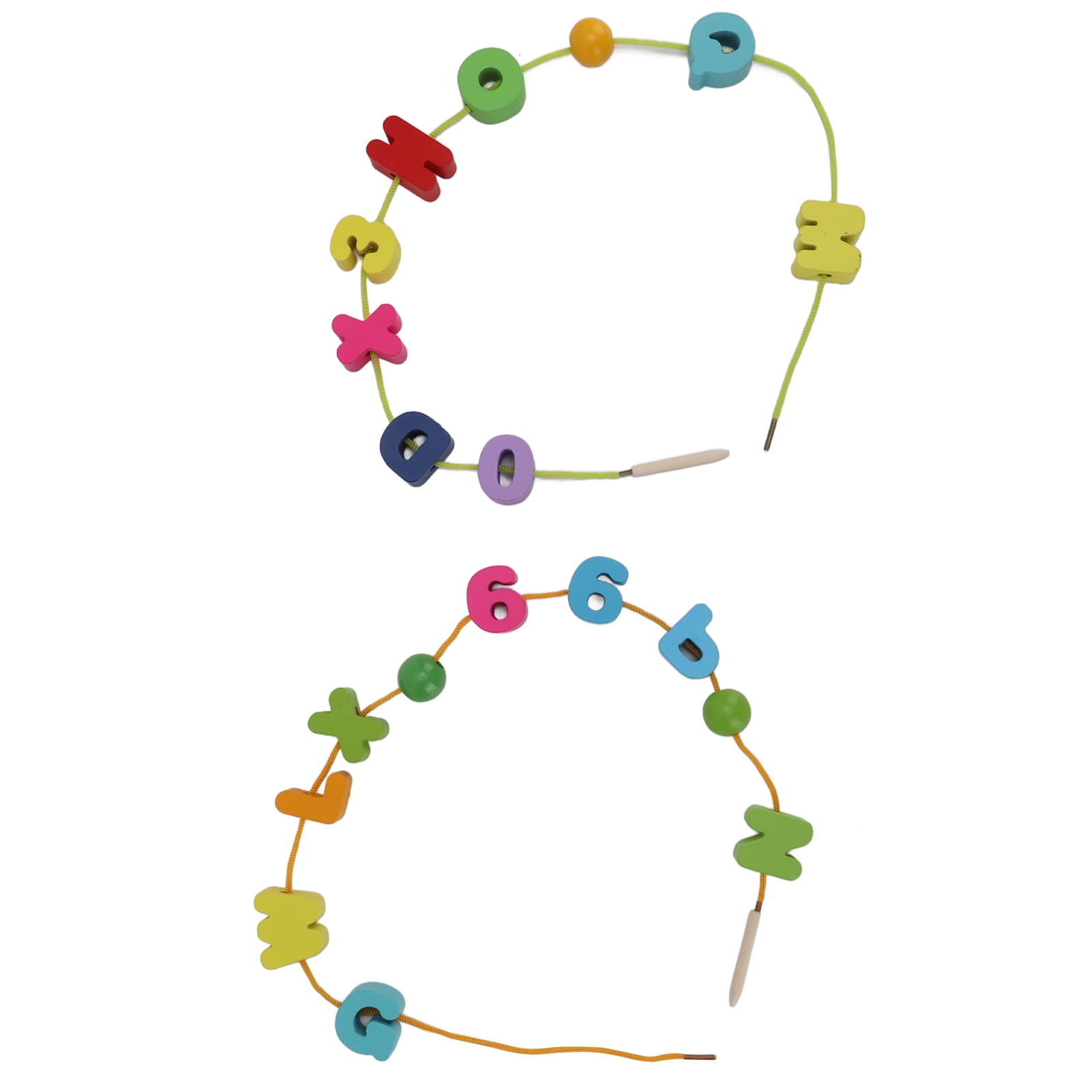 Mkoaceer Wooden Lacing Beads Toys,51Pcs Alphabet Lacing Beads with ...