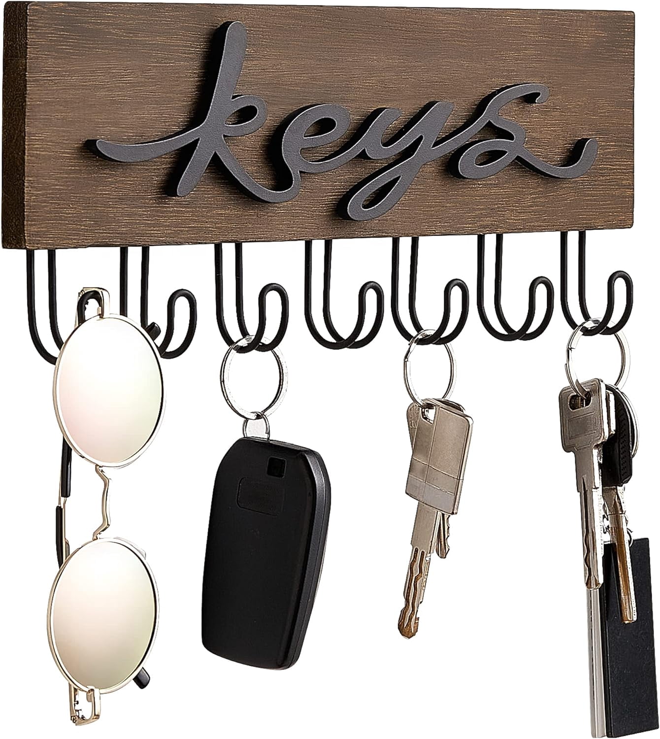 Mkono Key Holder for Wall Decorative with 7 Hooks, Wall Mounted Keys ...