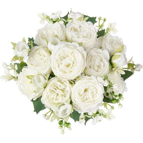 Artificial Flowers Bouquet Fake Silk Floral Arrangement Faux ...