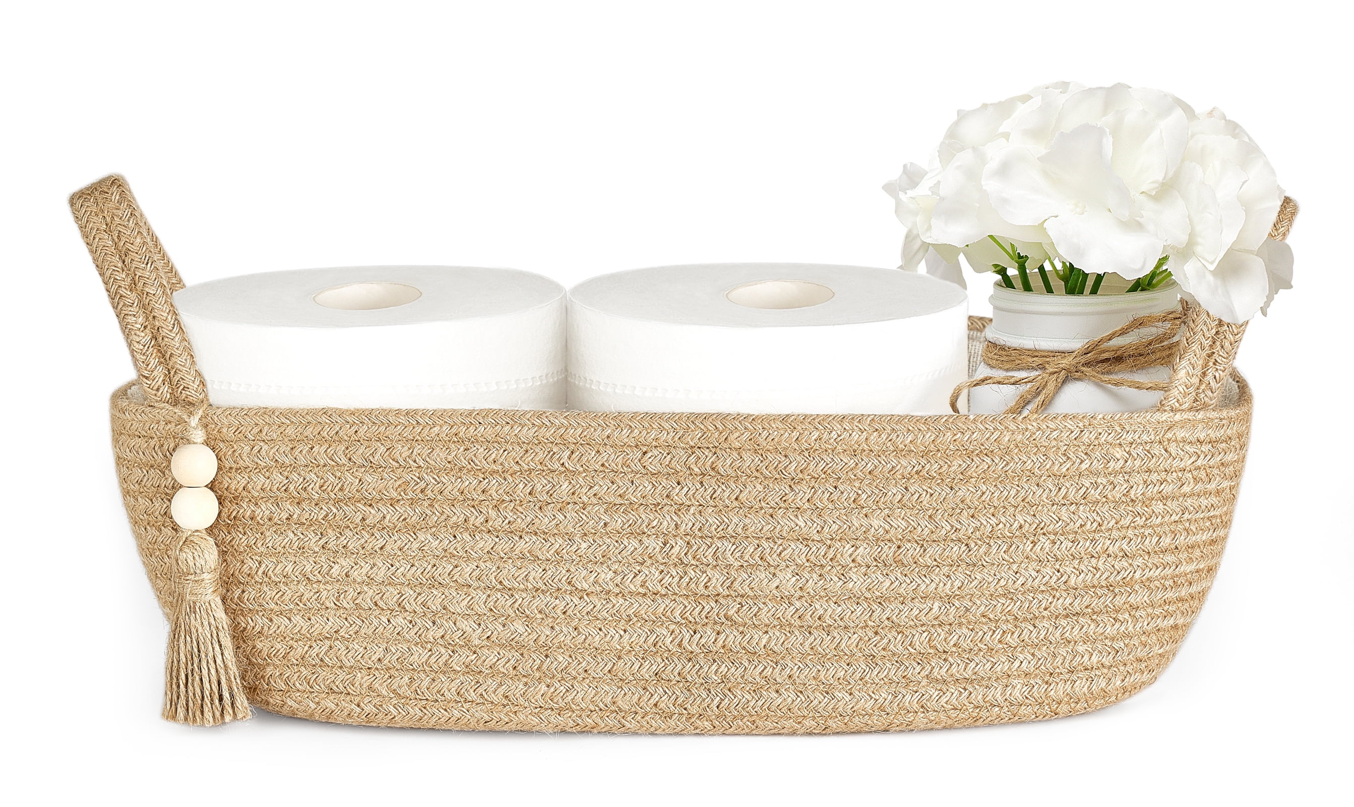 "Mkono Small Jute Rope Organizing Basket for Toilet Tank, Bathroom ...