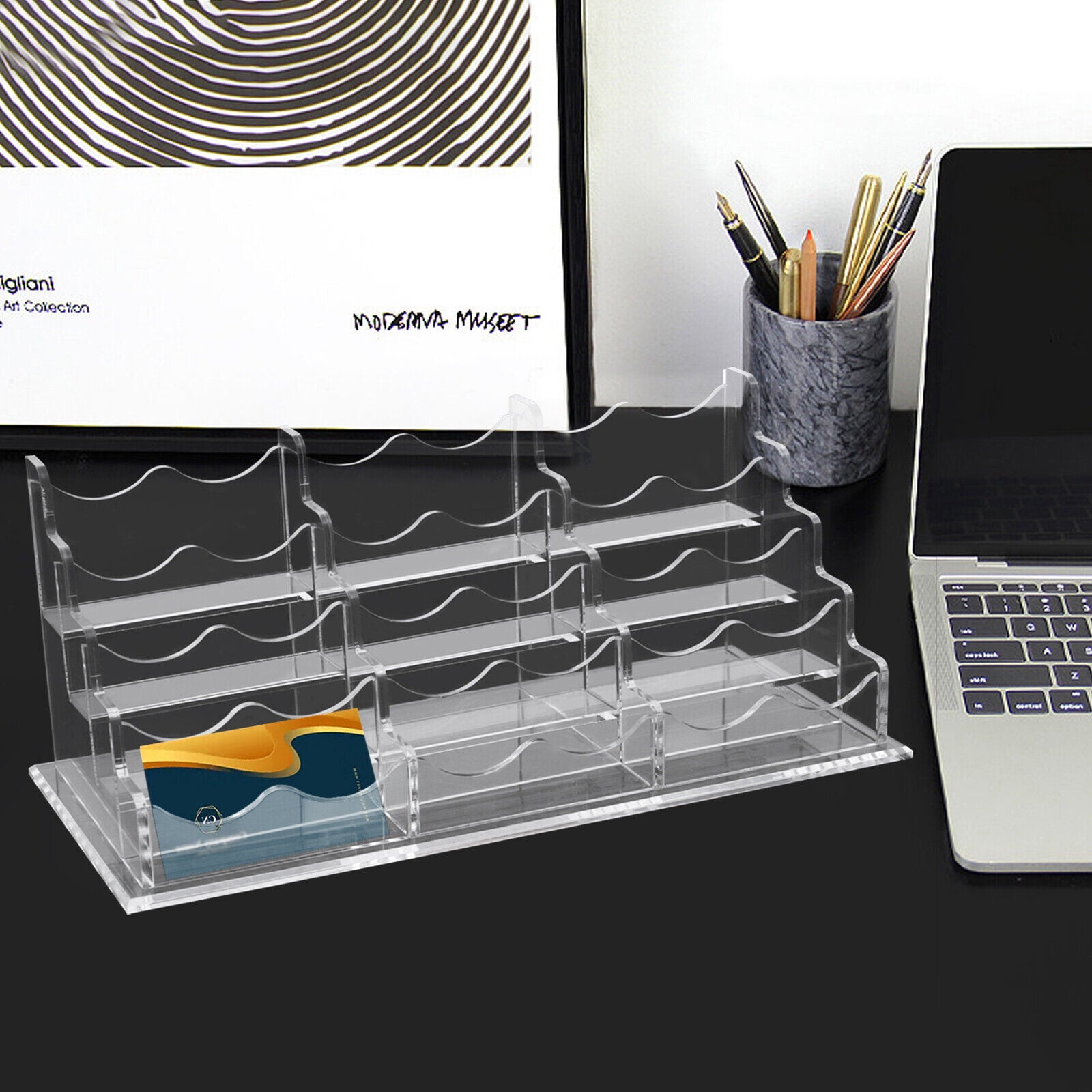 Mkyiongou 12 Pocket Freestanding Business Card Holder / Clear Acrylic ...