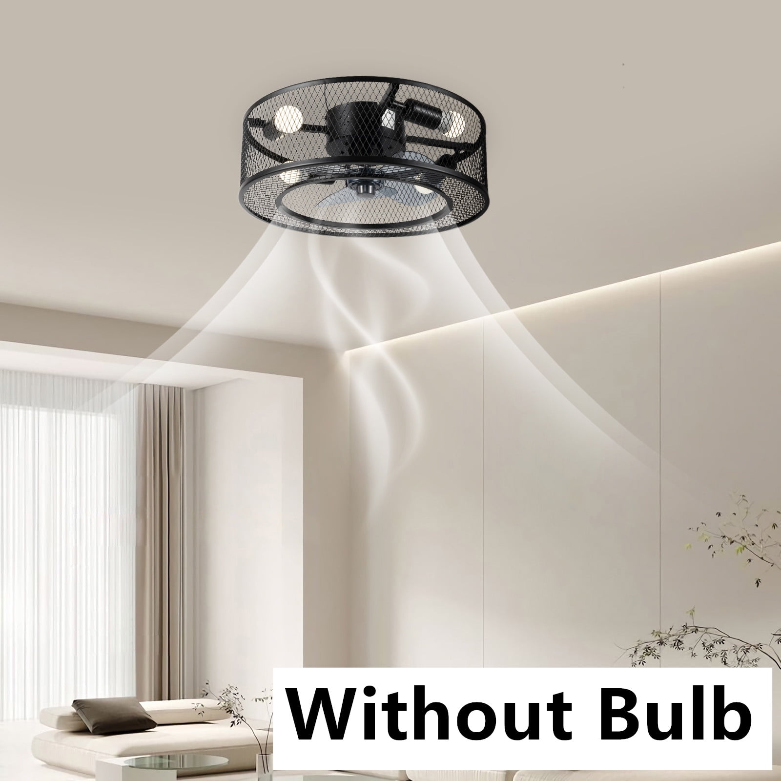 Mkyiongou 18" Rustic Ceiling Fan w/ Light kit Remote Control Metal ...