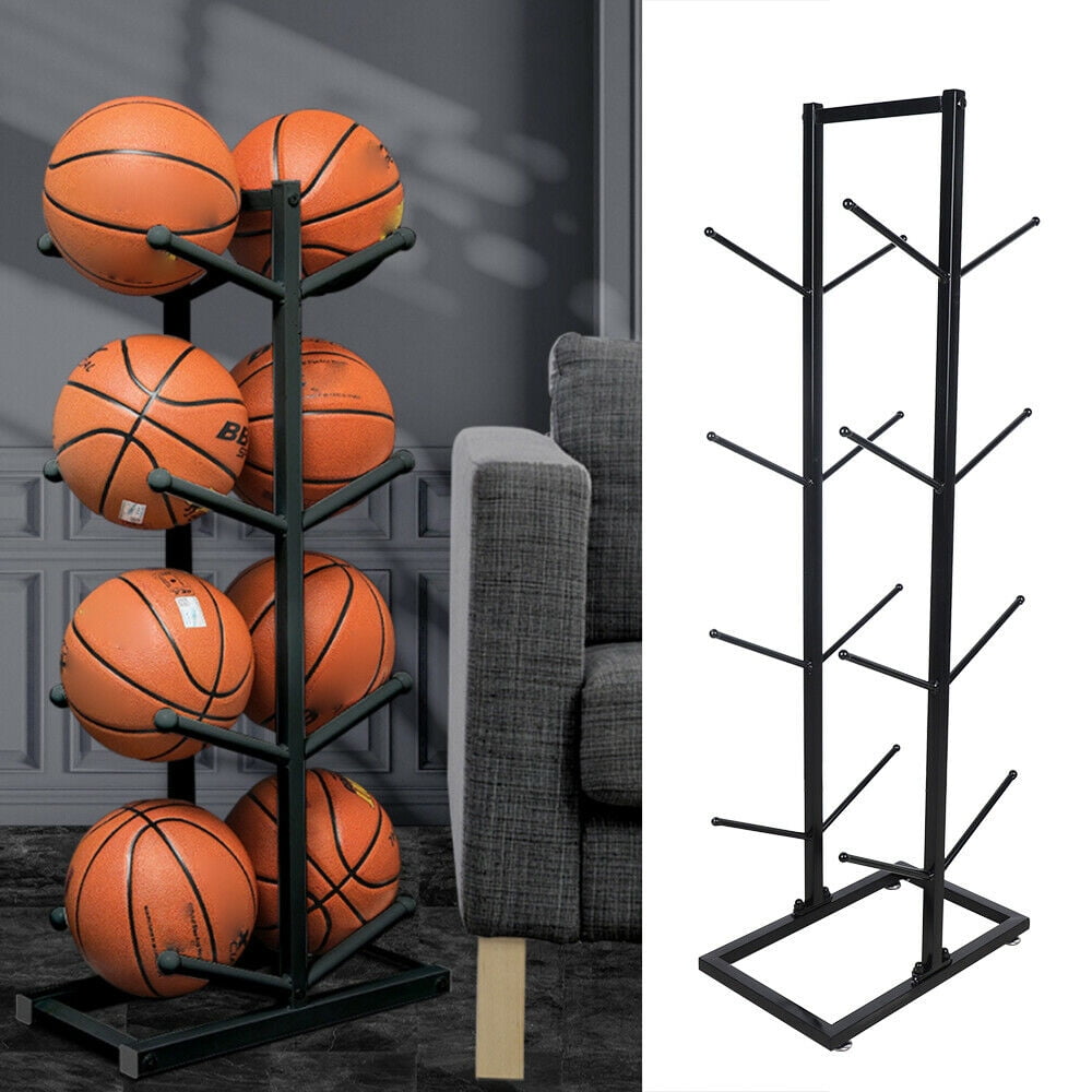 Mkyiongou 4 Tier 8 Ball Sports Ball Organizer Storage Holder Rack ...