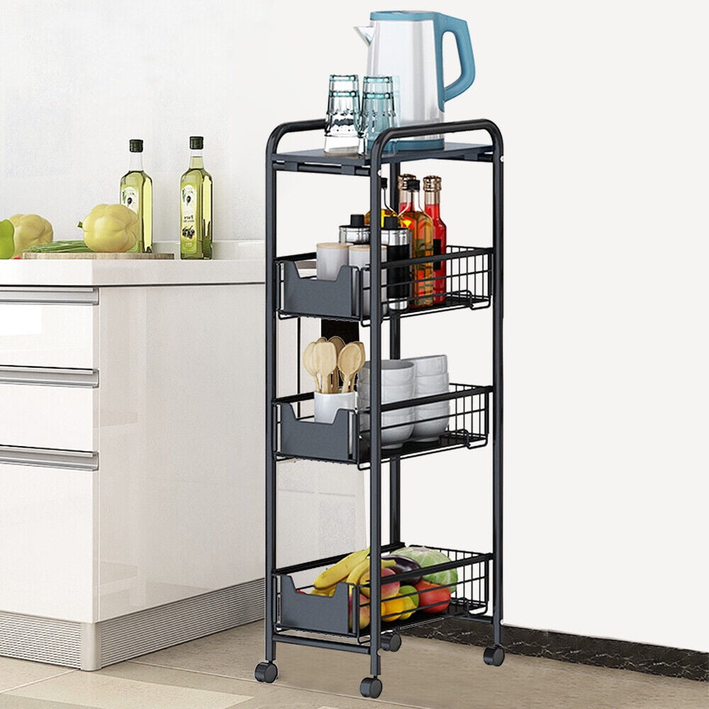 Mkyiongou 4-Tier Slim Storage Rack Holder Kitchen Shelf Utility Cart ...