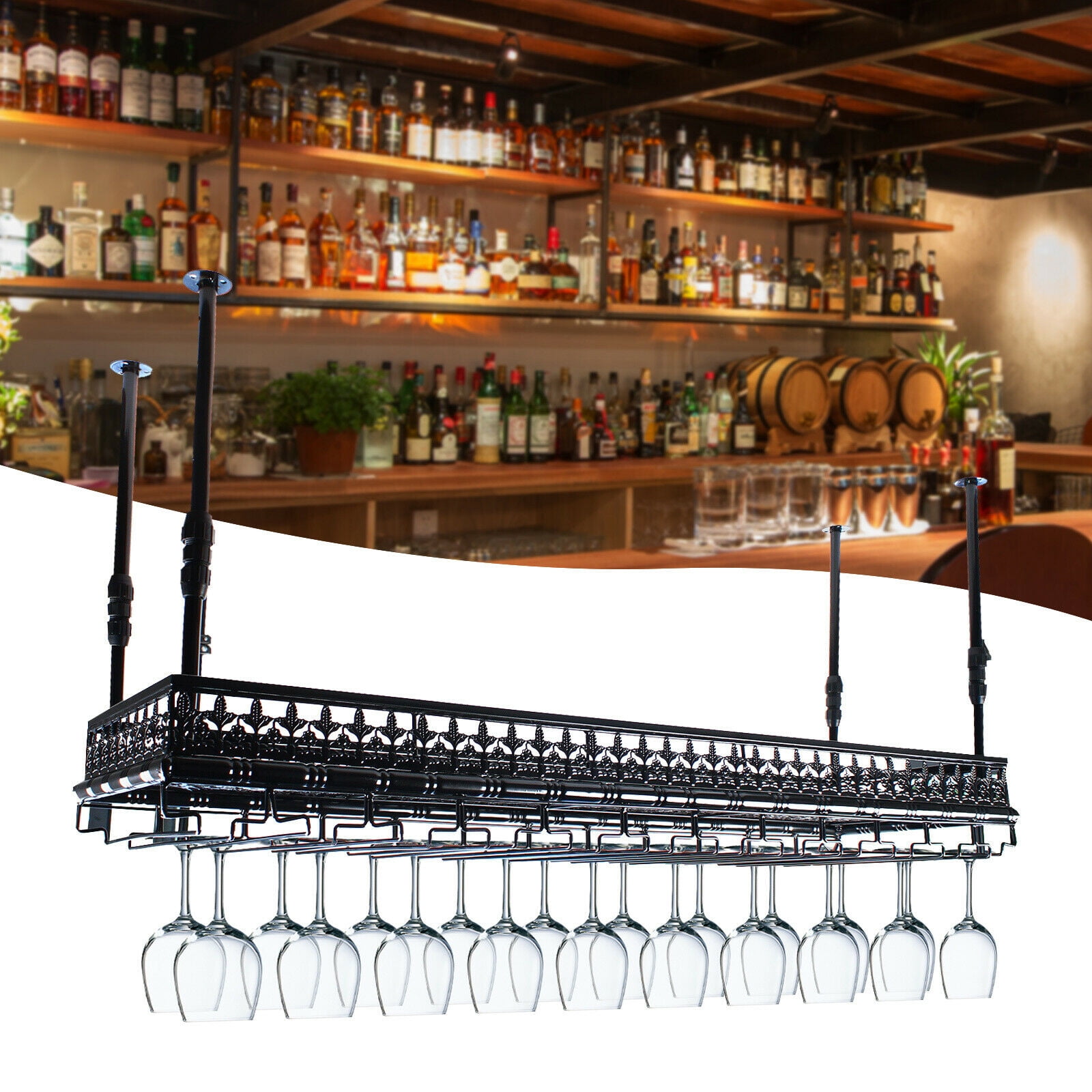 Mkyiongou Bar Storage Shelf Wine Glass Holder Under Cabinet Hanging ...