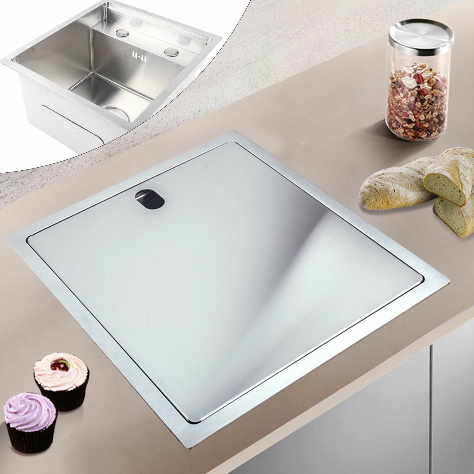 Mkyiongou Hidden Kitchen Sink Single Bowl Small Size Sink Stainless ...
