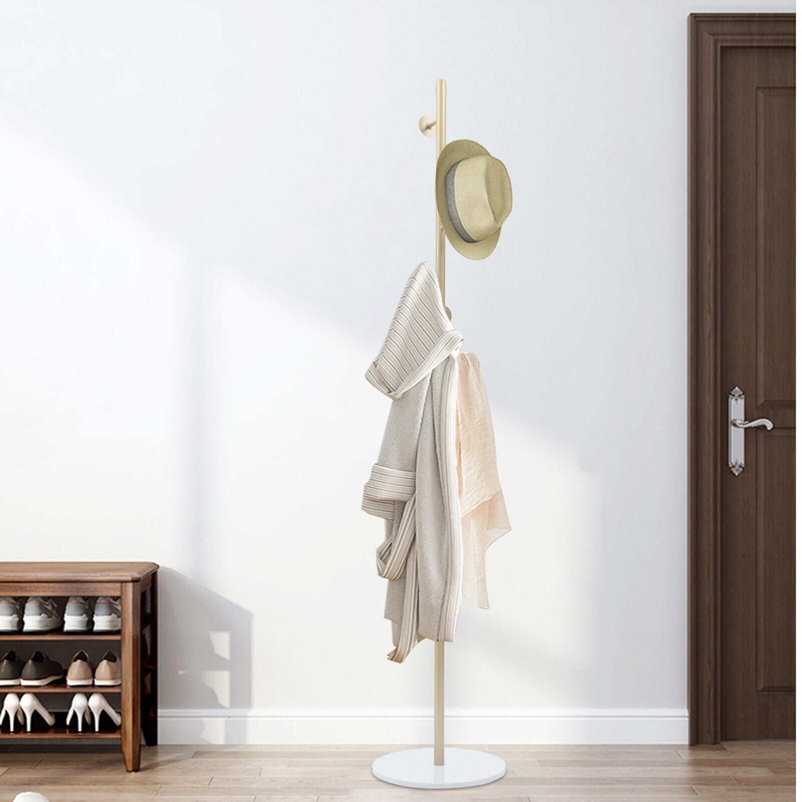 Mkyiongou Metal Coat Rack 8 Hook Floor Stand Jacket Bag Hat Hanger Tree ...