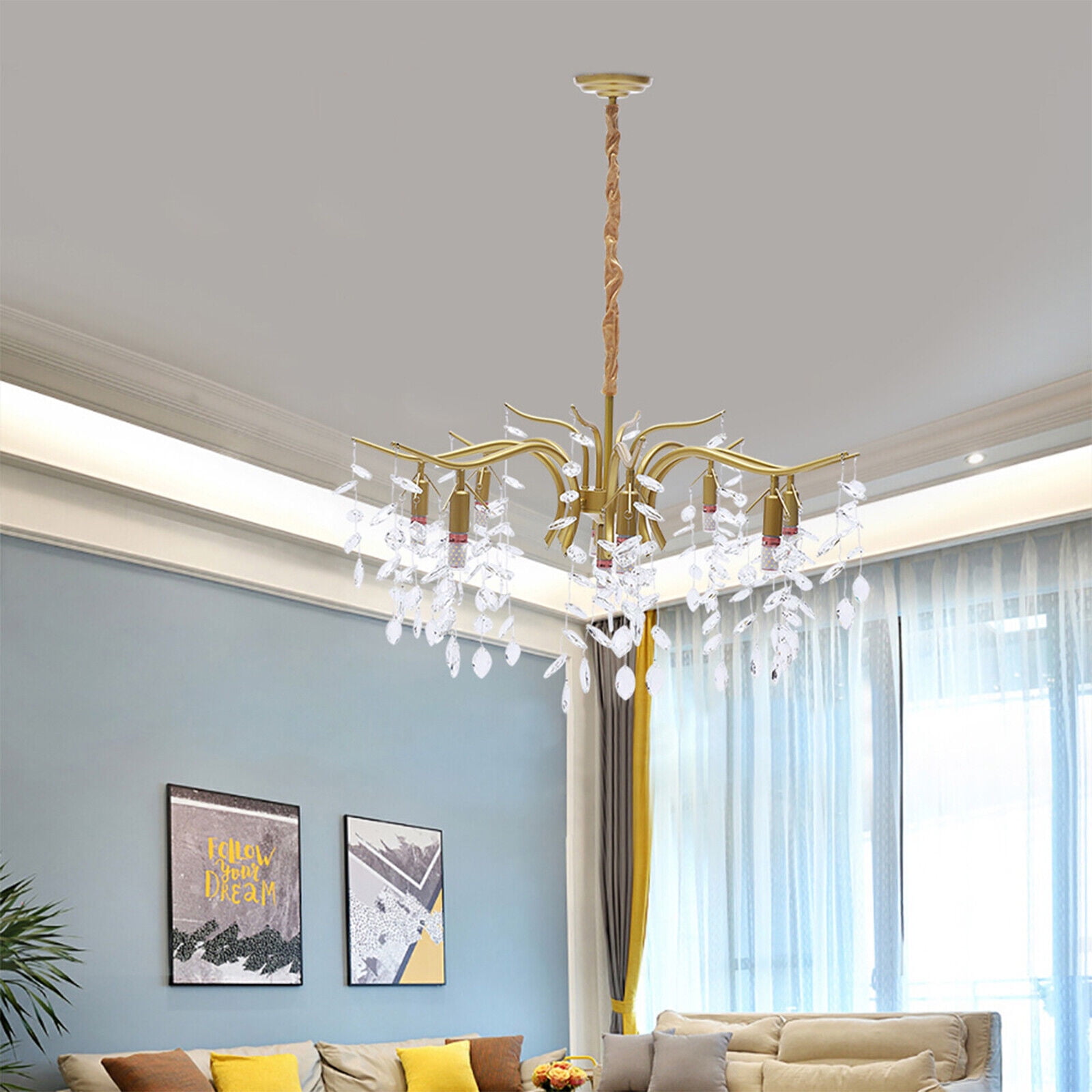 Mkyiongou Modern Crystal Chandelier, Tree Branch Ceiling Pendant ...