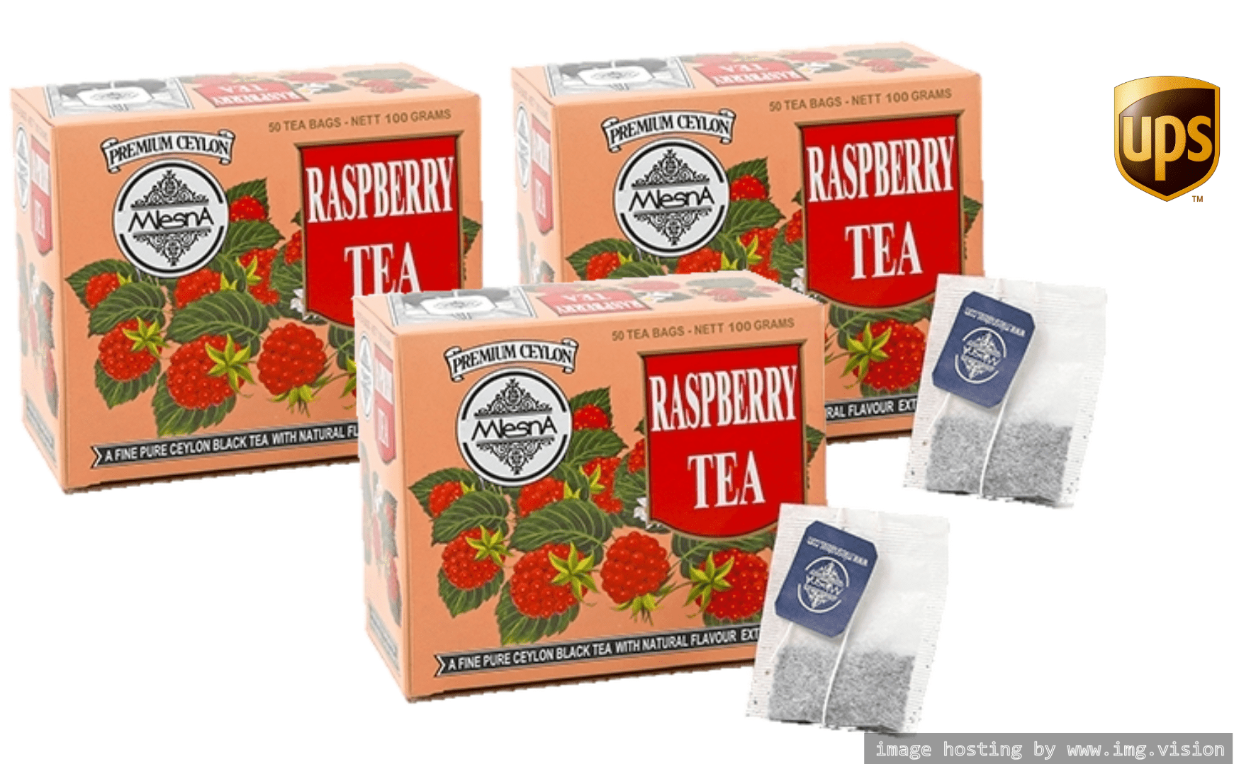 Mlesna Raspberry Tea – String & Tag (50 Tea Bags, 100g) – Pack of 3 ...