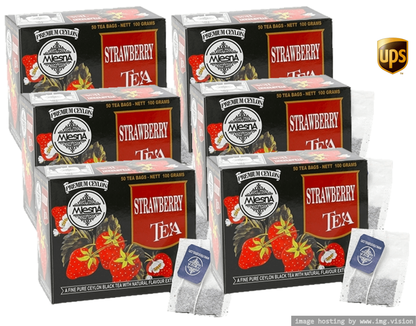 Mlesna Strawberry Tea – String & Tag (50 Tea Bags, 100g) – Pack of 6 ...