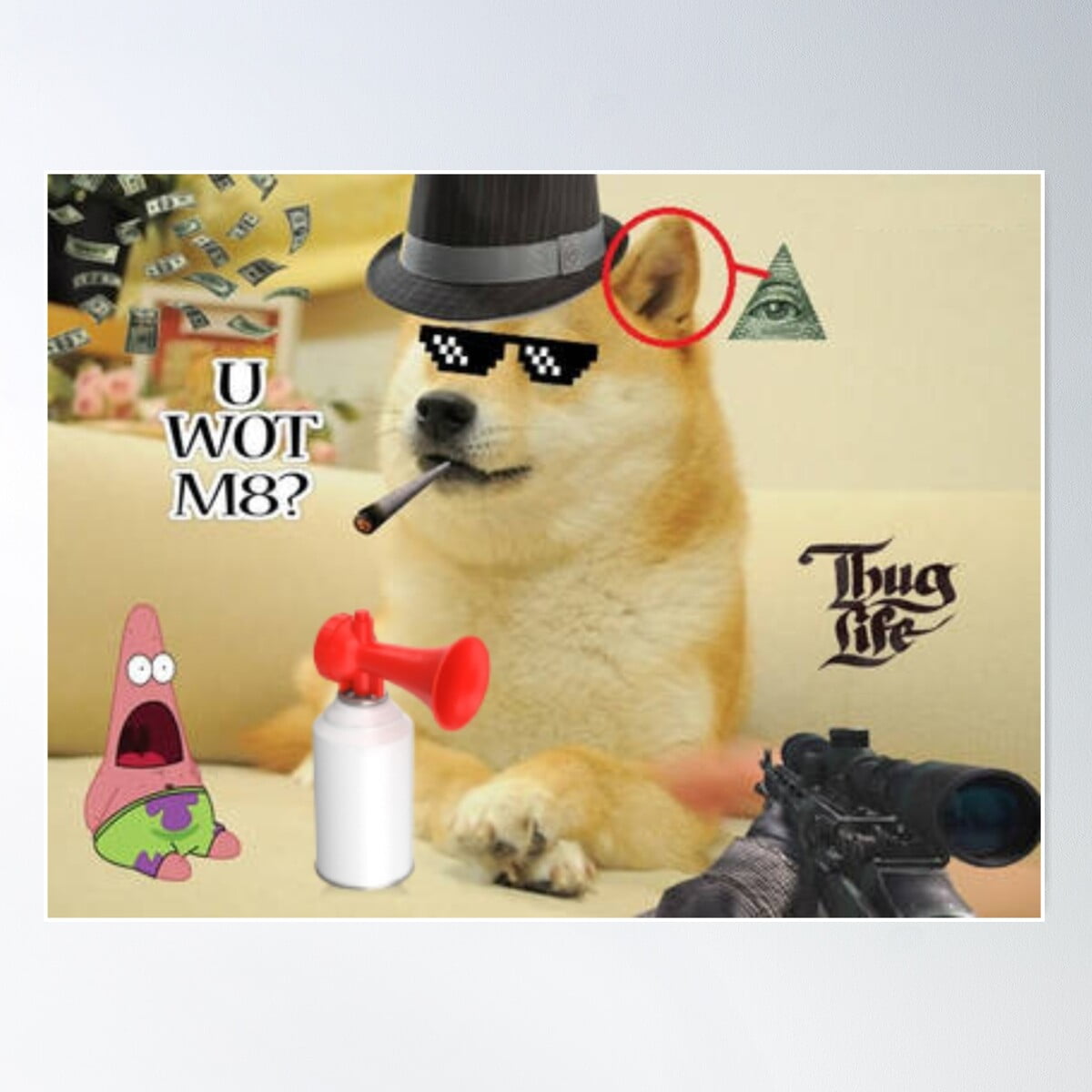 Mlg Doge - Clothes And Stickers Poster Wall Art, Modern Wall Decor For ...