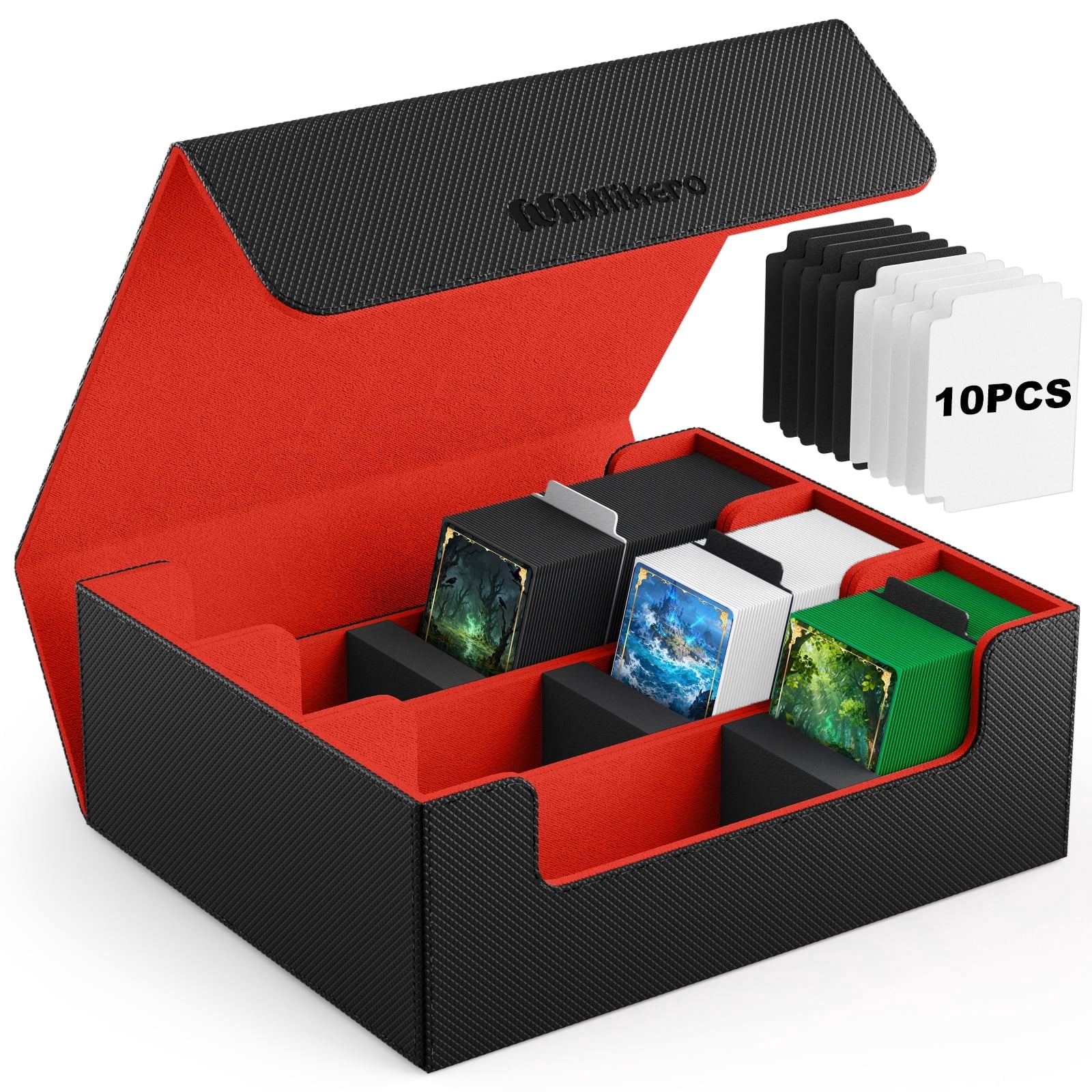 Mlikero Card Deck Case, 1800+ Trading Card Storage Box with 10 Dividers ...