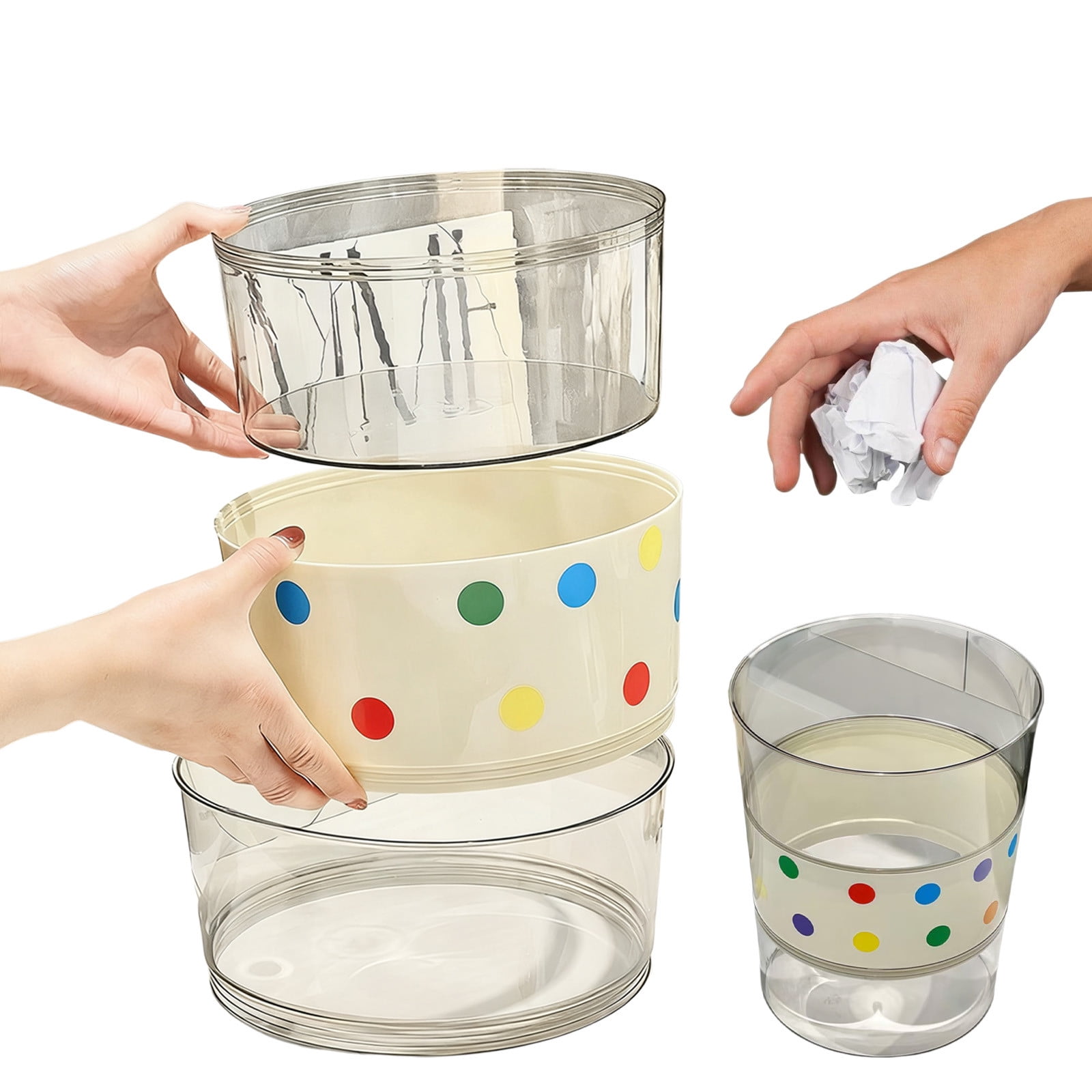 Mlkoz Cleaning Tools, Combination Trash Can Polka Dots Cream Style ...
