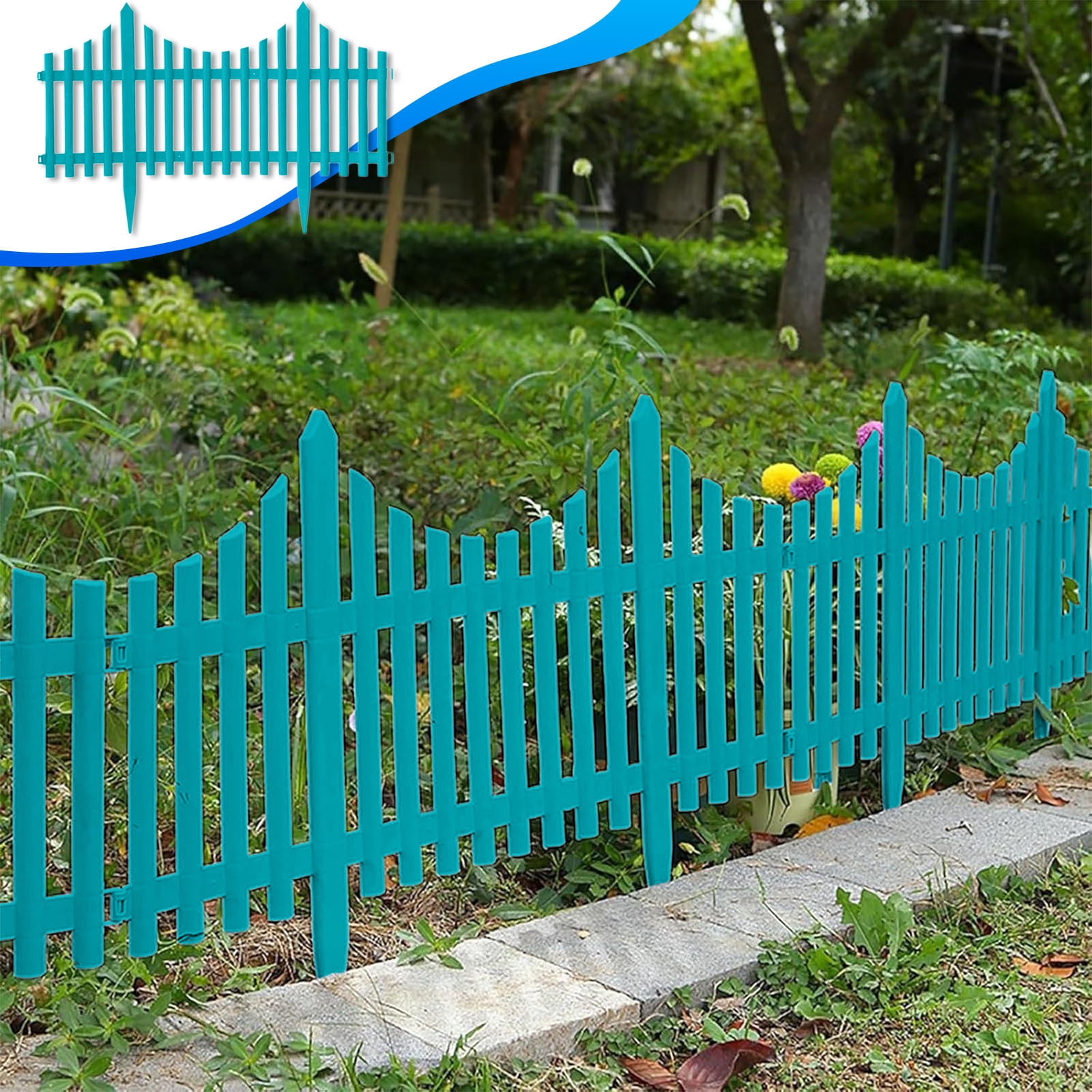 Mlkoz Garden Fence, Plastic Garden Fence Picket Fence Edgings For Lawns ...