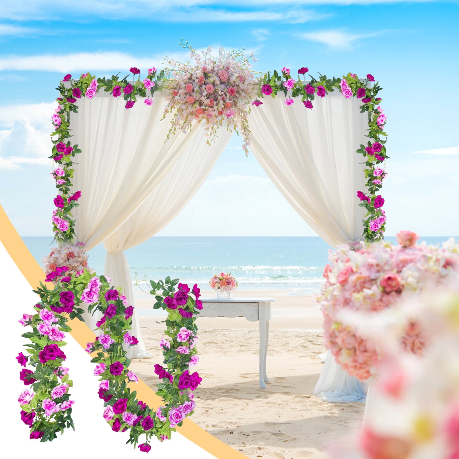 Mlkoz Home Decor, Artificial Rose Flower Garland Fake Vines Silk Floral ...