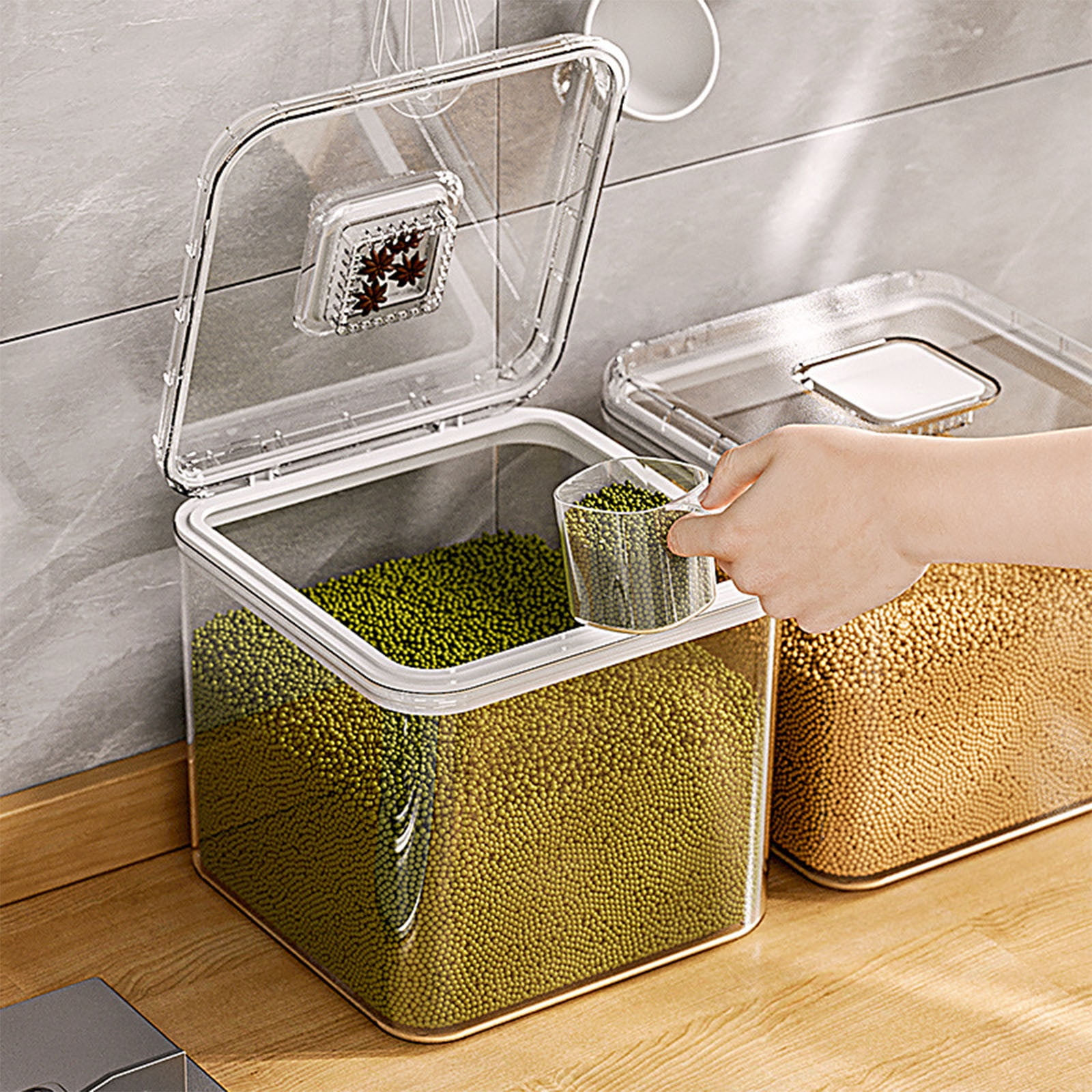 Mlkoz Home Storage Clearance, Airtight Rice Dispenr Cover Rice Bucket ...