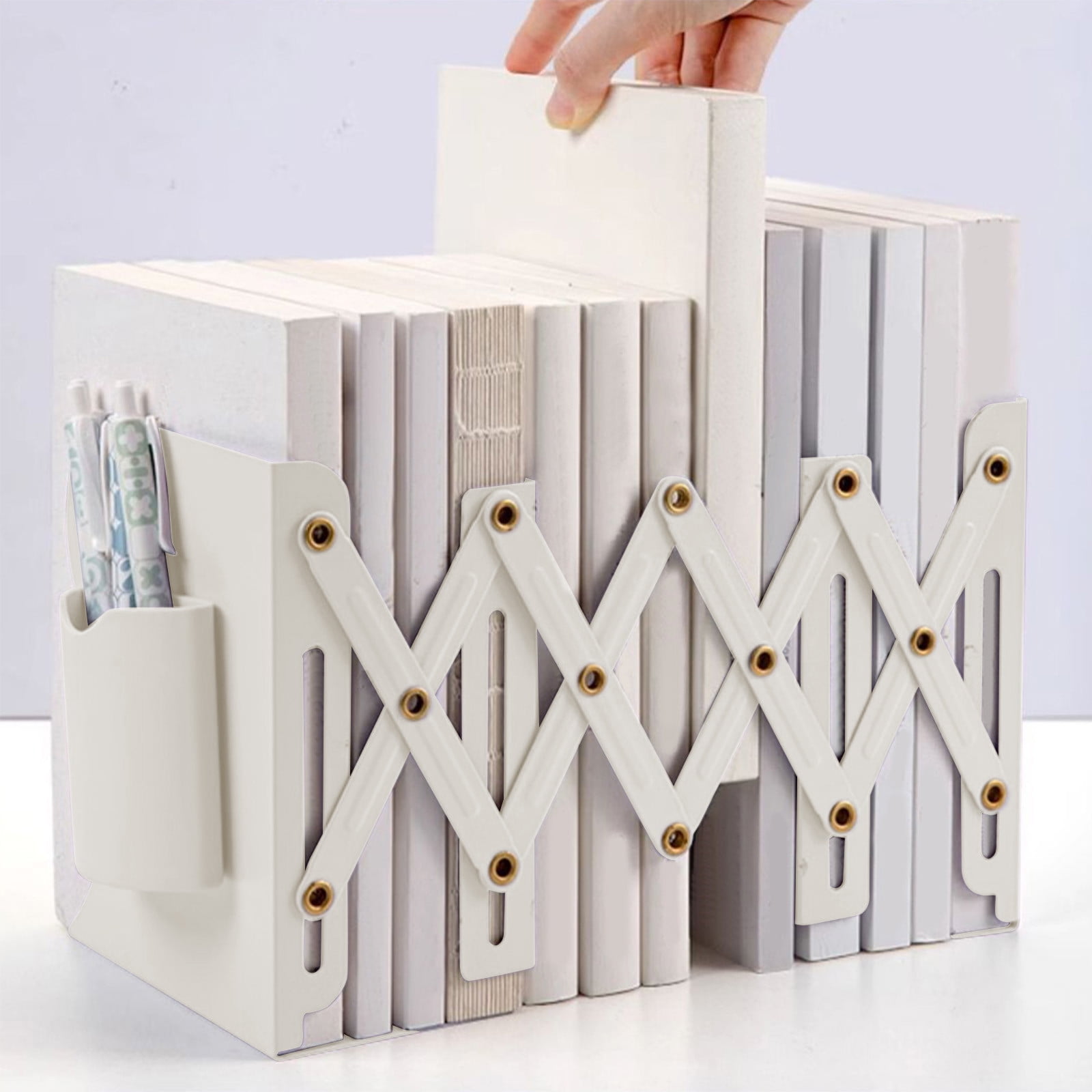 Bwiyojiz Home Storage, Retractable Book Stand With Brush Pot Bookshelf ...