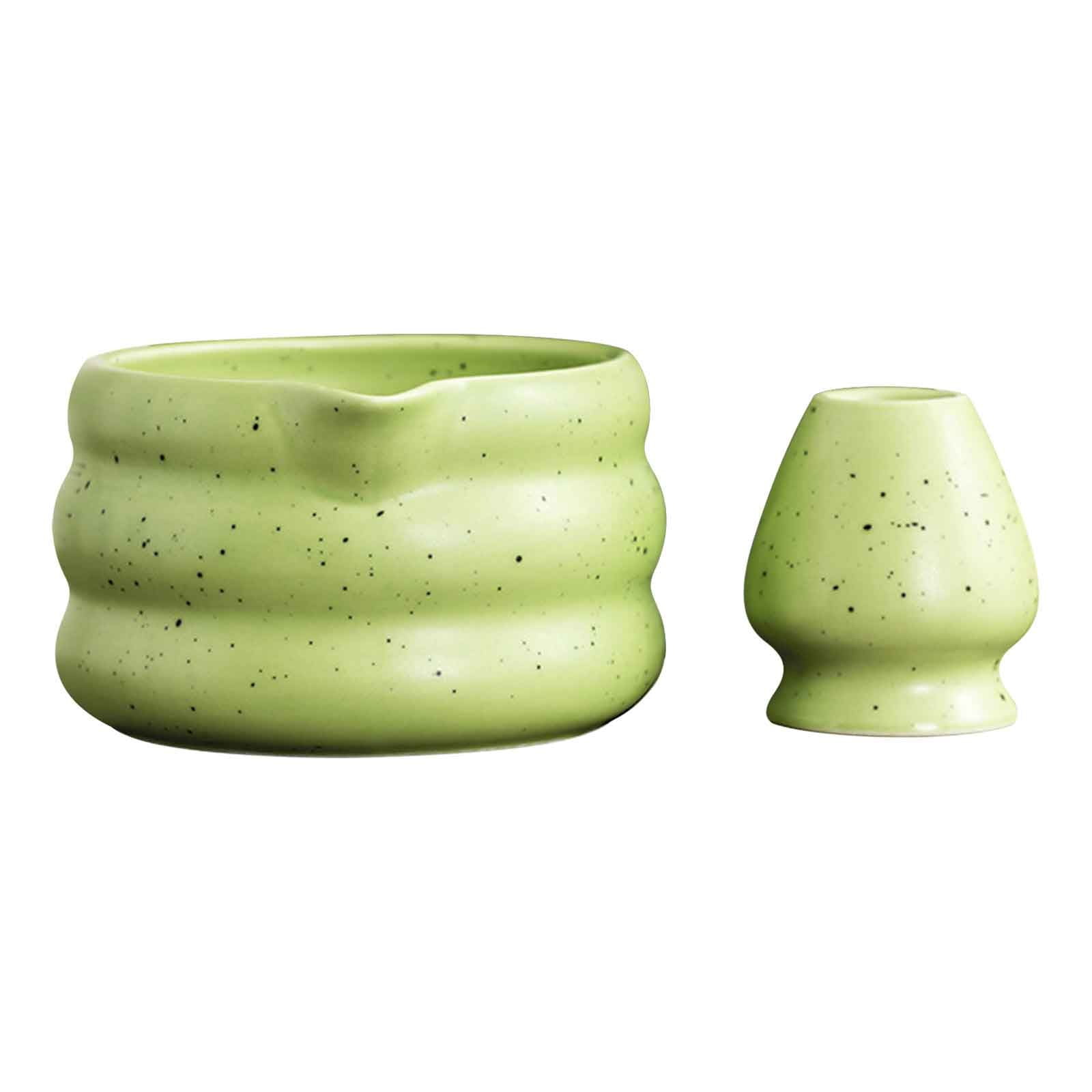 Mlkoz Kitchen Gadgets, Ceramic Sand Dots Glaze Matcha Bowl With Spout ...