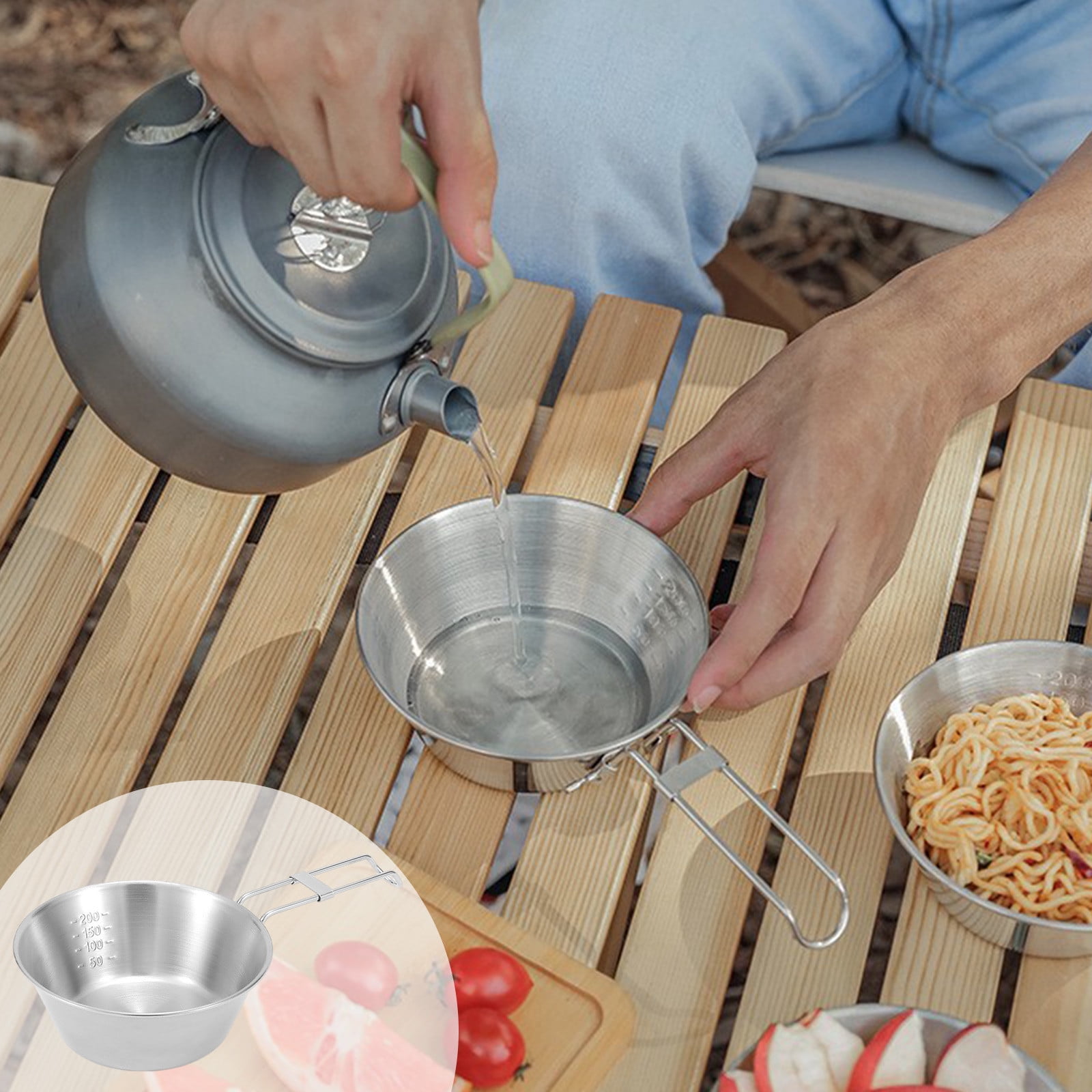 Mlkoz Outdoor Stainless Steel Folding Cup Camping Tableware Picnic Wide ...