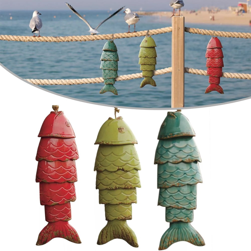 Mlless Colored Koi Fish Wind Chime Outdoor Metal Pendant Hanging ...