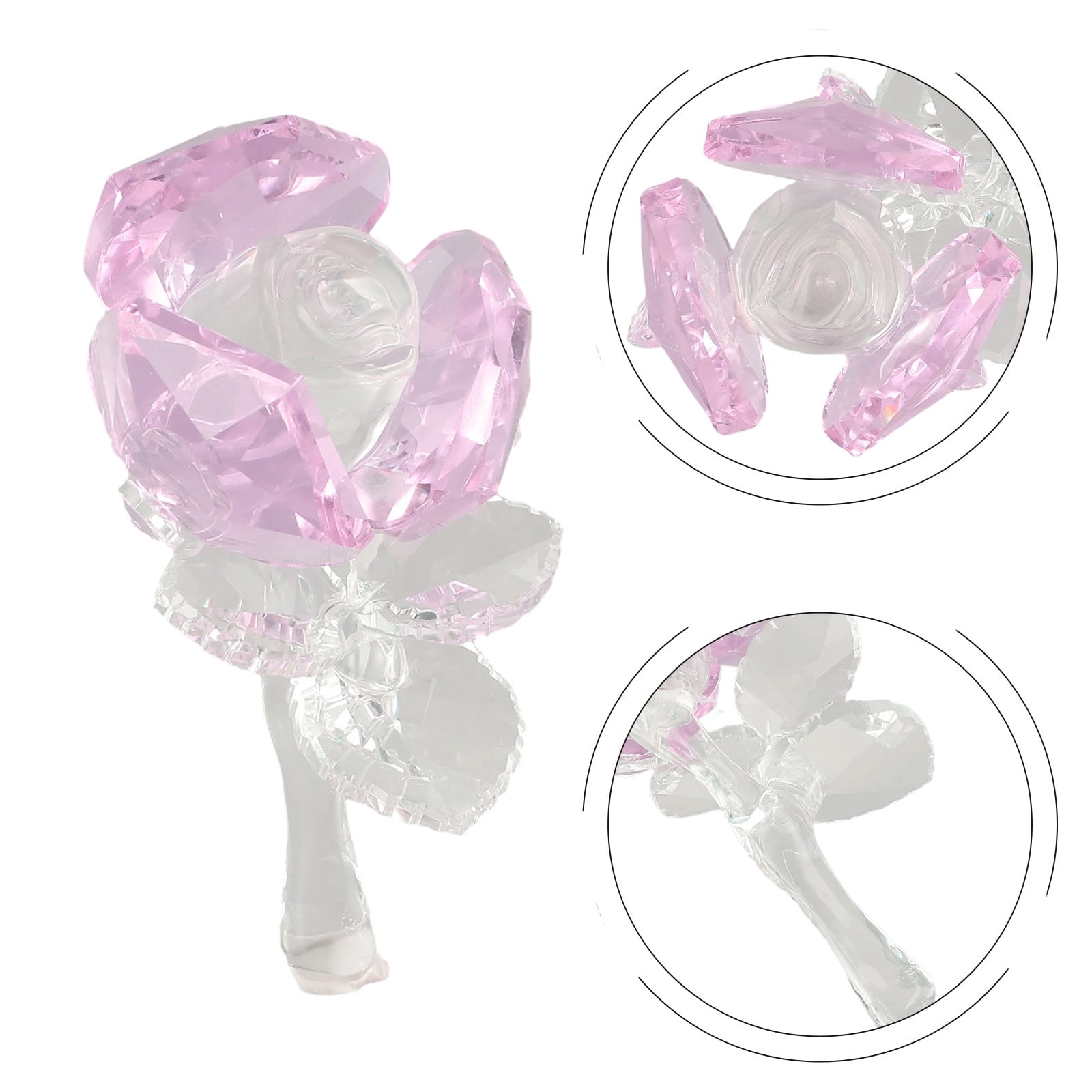 Mlless Crystal Glass Rose Flower Figurines Romantic Crystal Rose ...