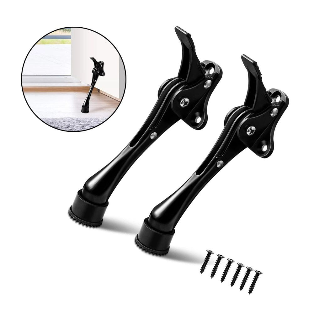 Mlless Heavy Duty Kickdown Door Stops with Rubber Tip, Black 2-Pack for ...