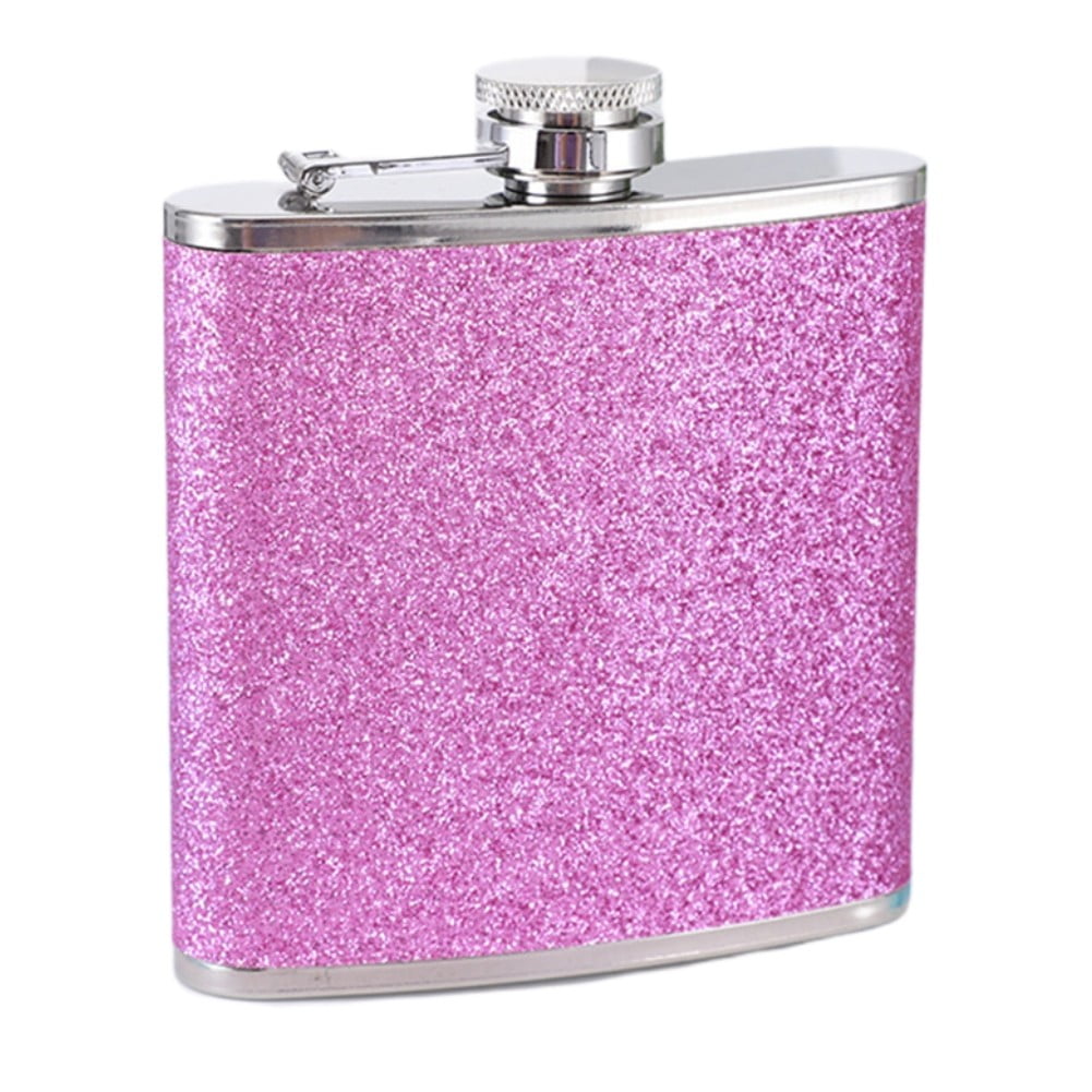 Mlless Stylish and 6OZ Stainless Steel Hip Flask with Glitter Coating ...