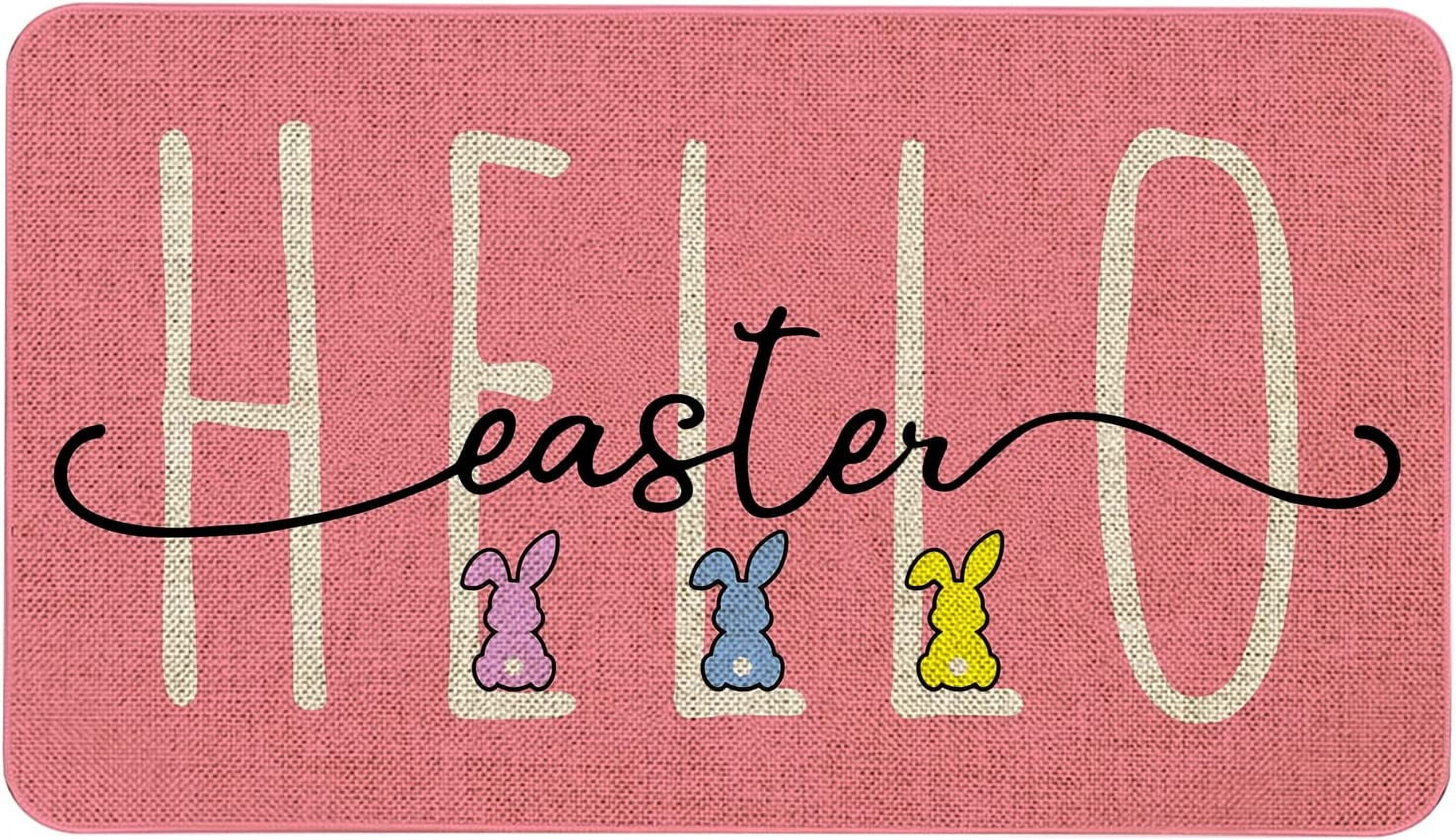 Mloabuc Hello Easter Door Mat Funny Text Indoor mat,Peeps Pink ...