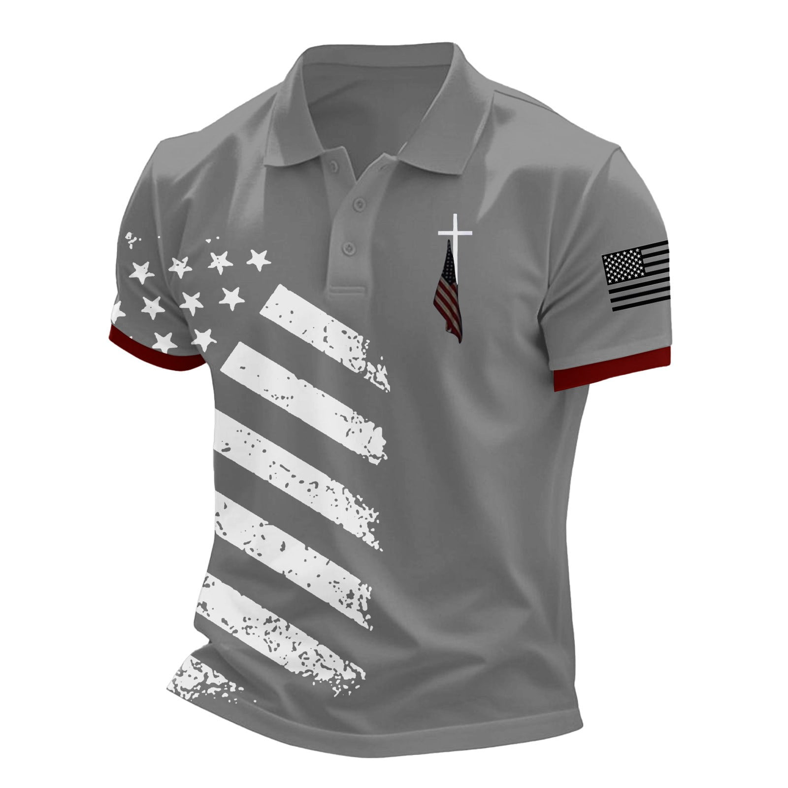 Mlqidk 4th Of July Polo Shirts Men Casual American Flag Golf Shirt ...