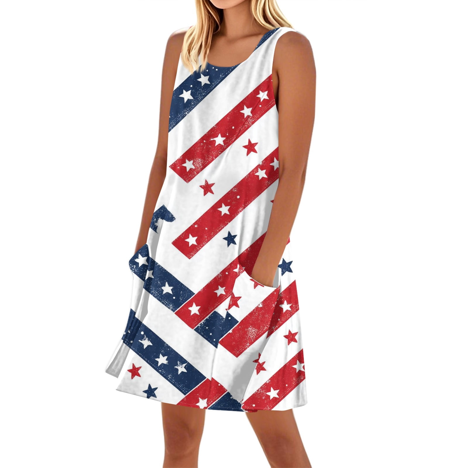Mlqidk American Flag Dress for Women 2025 Casual Patriotic Beach ...