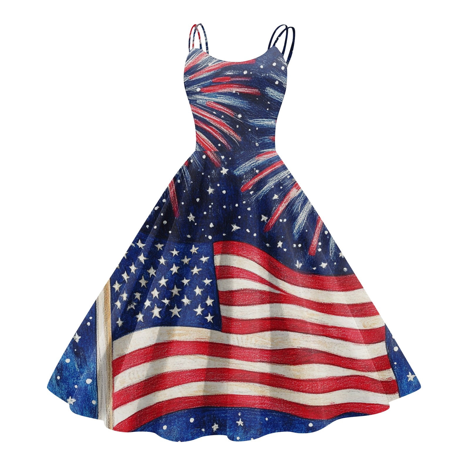 Mlqidk American Flag Dress for Women 2025 Patriotic Halter Maxi Dress ...