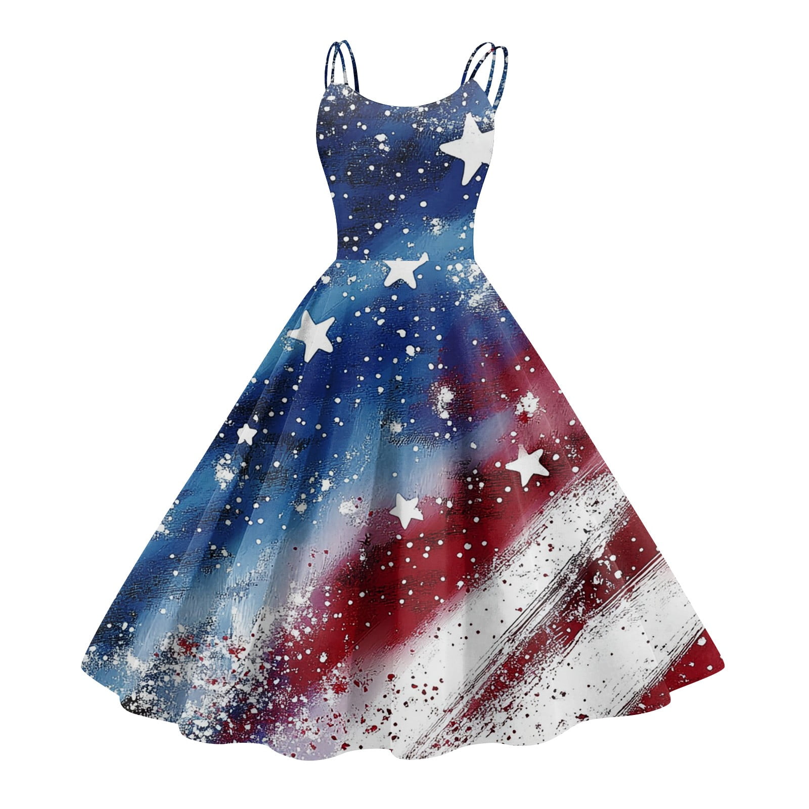 Mlqidk American Flag Dress for Women 2025 Patriotic Halter Maxi Dress ...