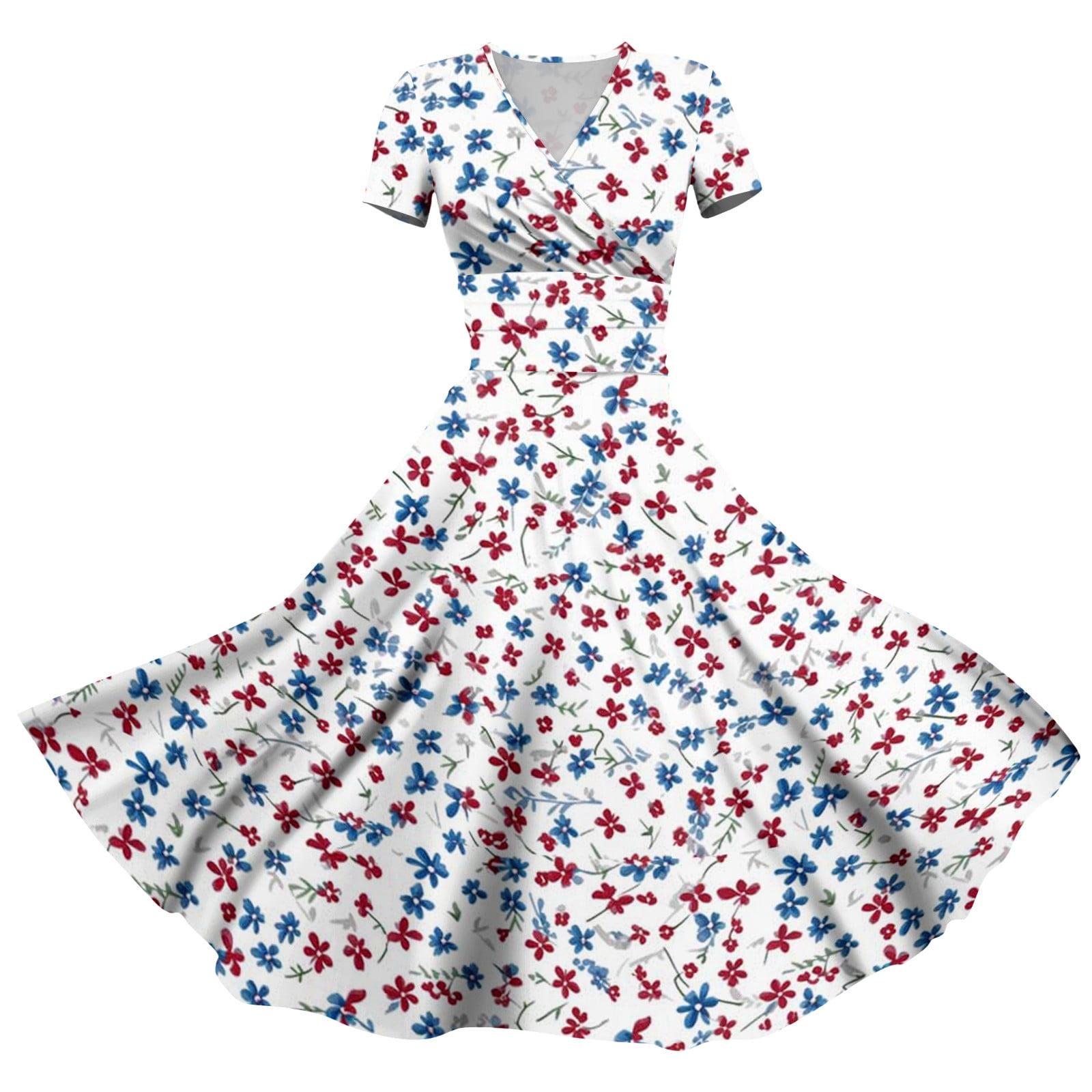 Mlqidk American Flag Dress for Women Patriotic Summer Dress Casual V ...