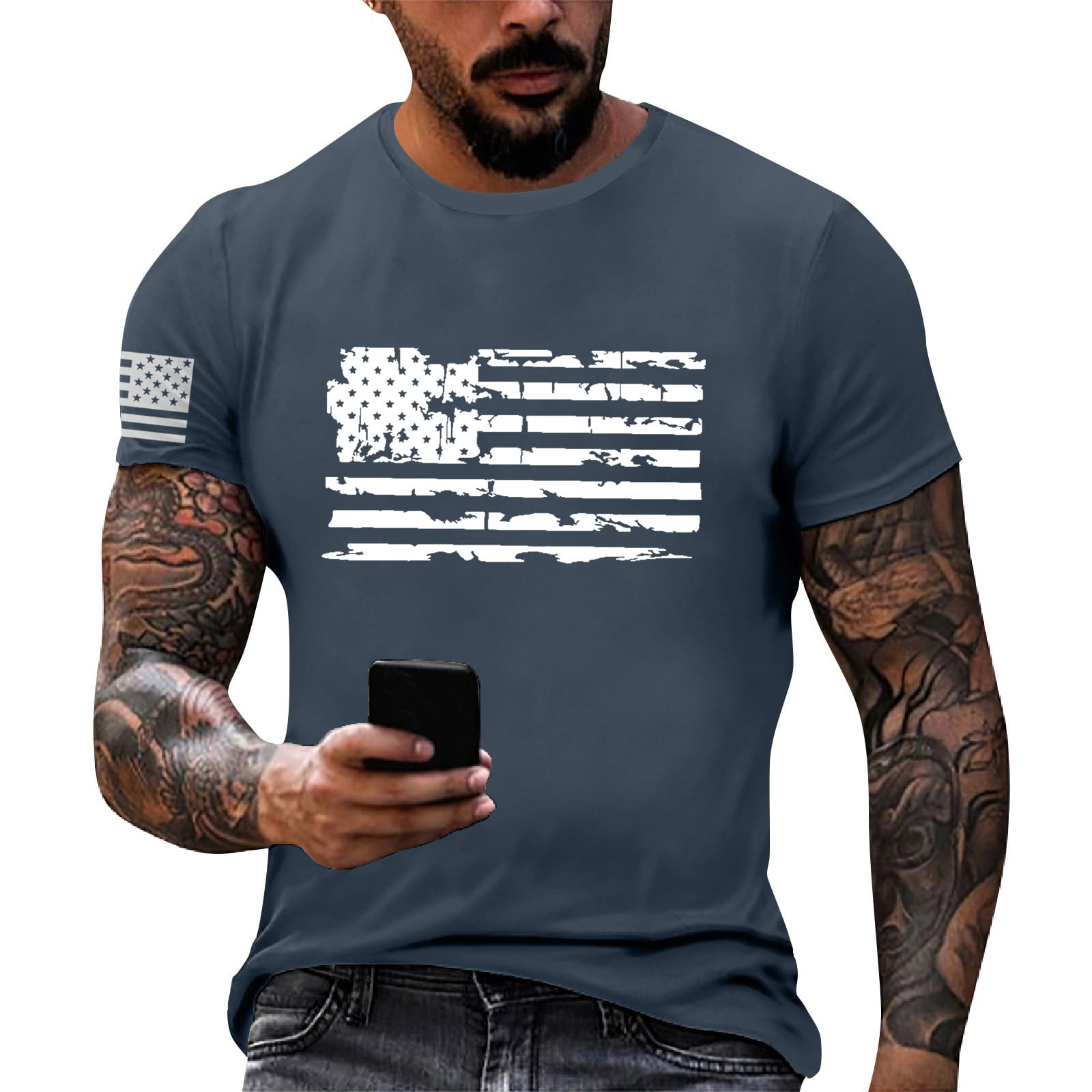 Mlqidk American Flag Shirts for Men Patriotic 4th Of July Independence ...