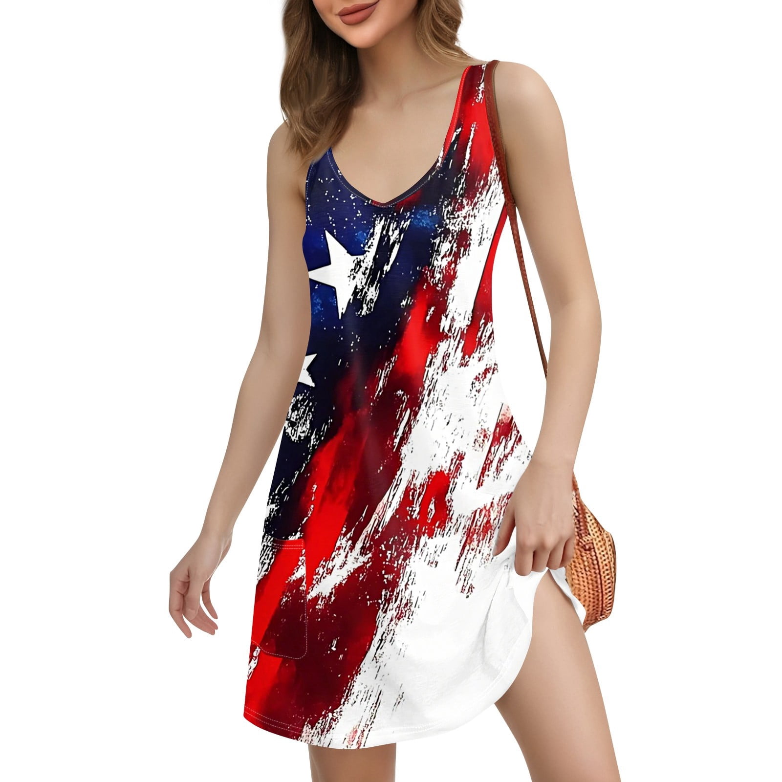 Mlqidk American Flag Summer Dresses for Women 2025 Casual Patriotic ...