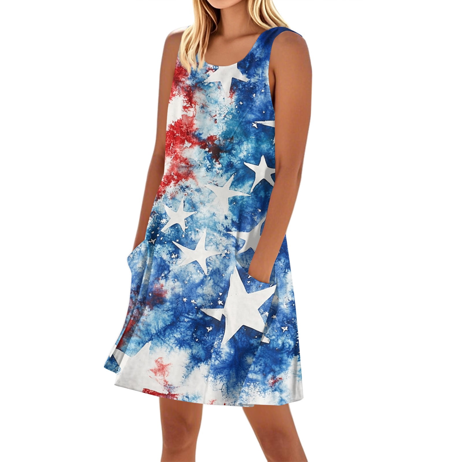 Mlqidk American Flag Summer Dresses for Women 2025 Plus Size Patriotic ...