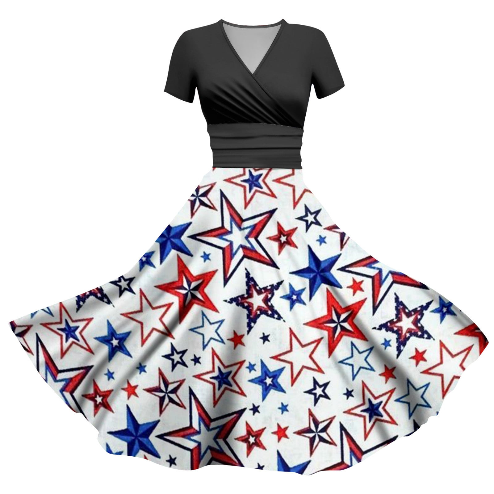 Mlqidk American Flag Sundress for Women Patriotic Wedding Guest Dress ...
