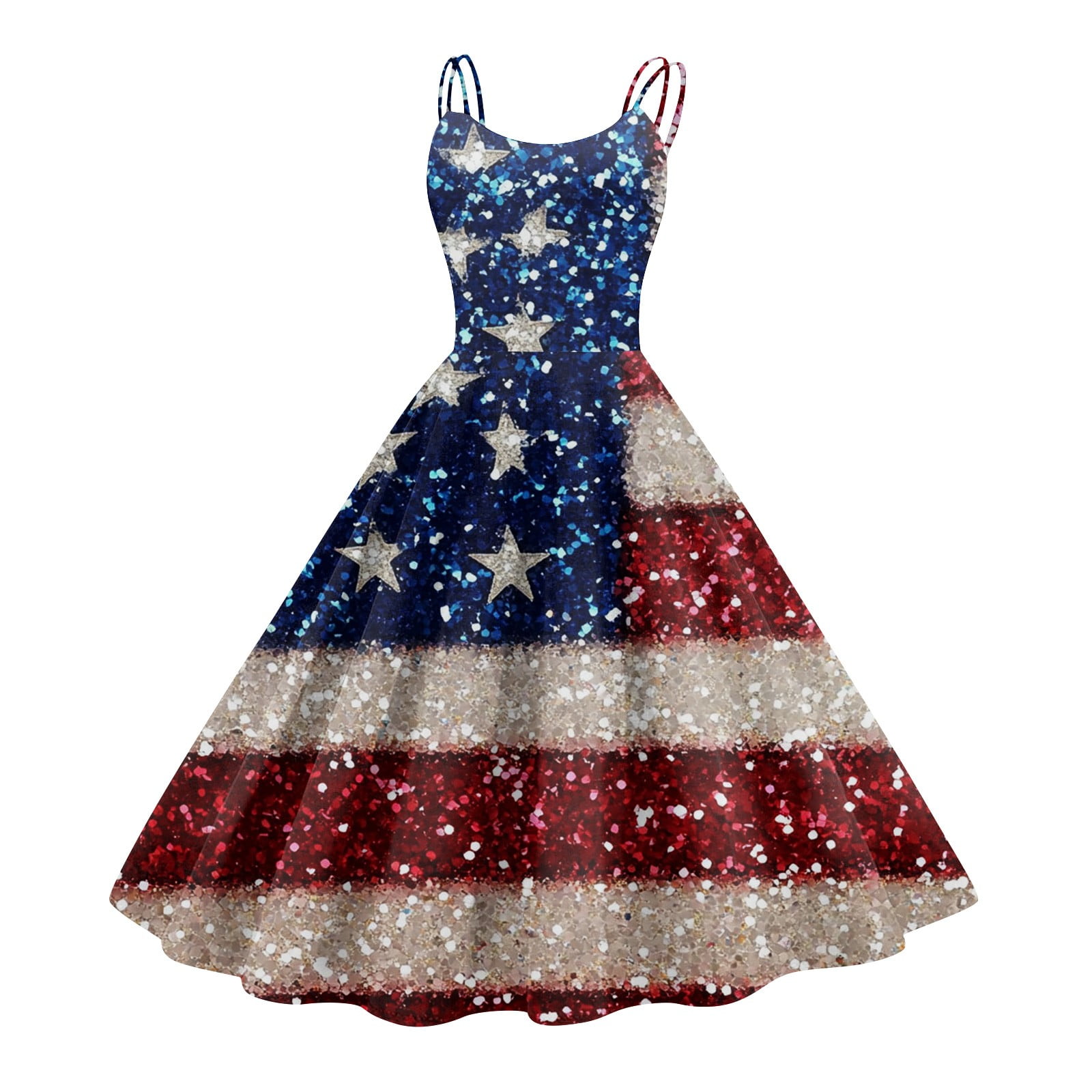 Mlqidk American Flag Sundress for Women Patriotic Halter Maxi Dress ...