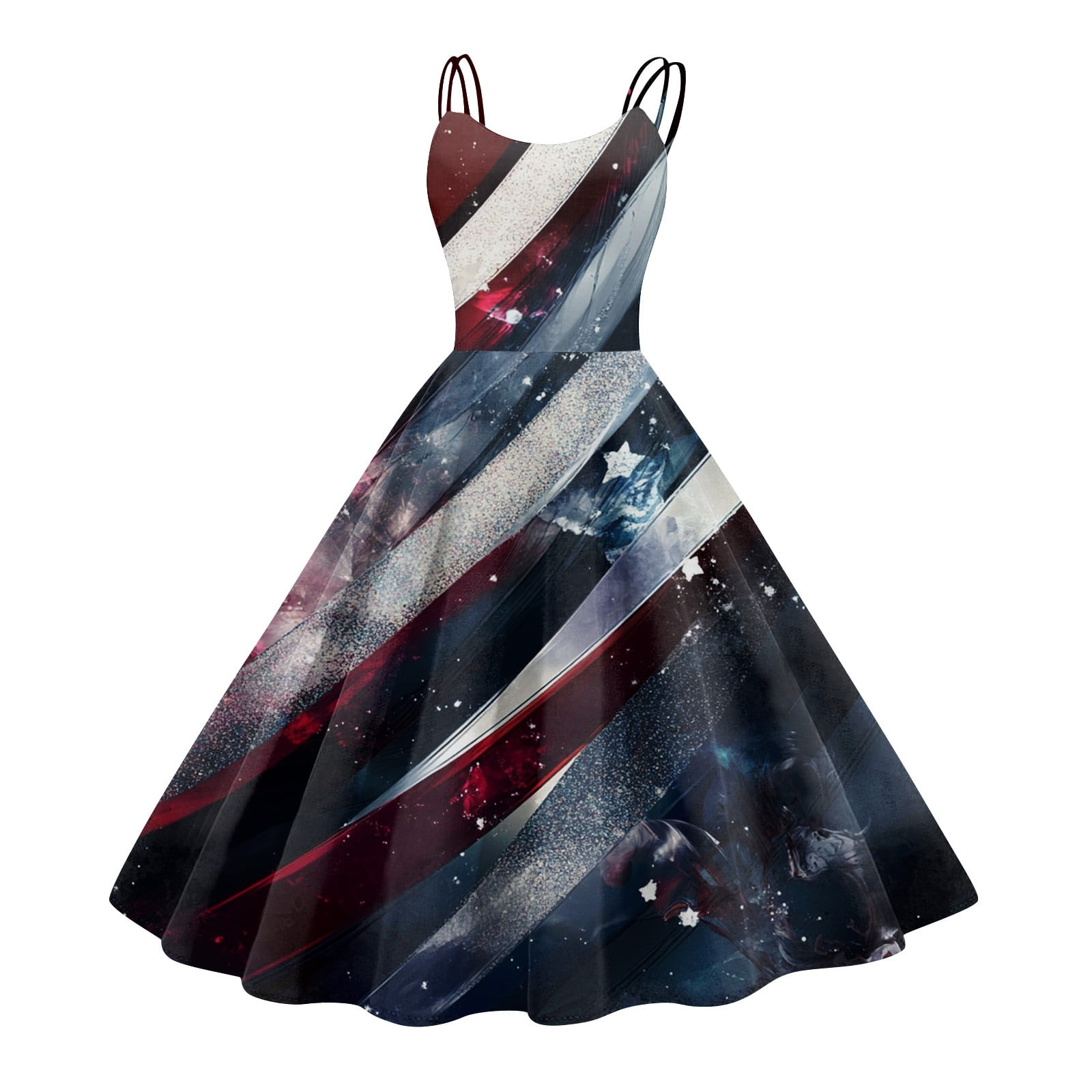 Mlqidk American Flag Sundress for Women Patriotic Halter Maxi Dress ...