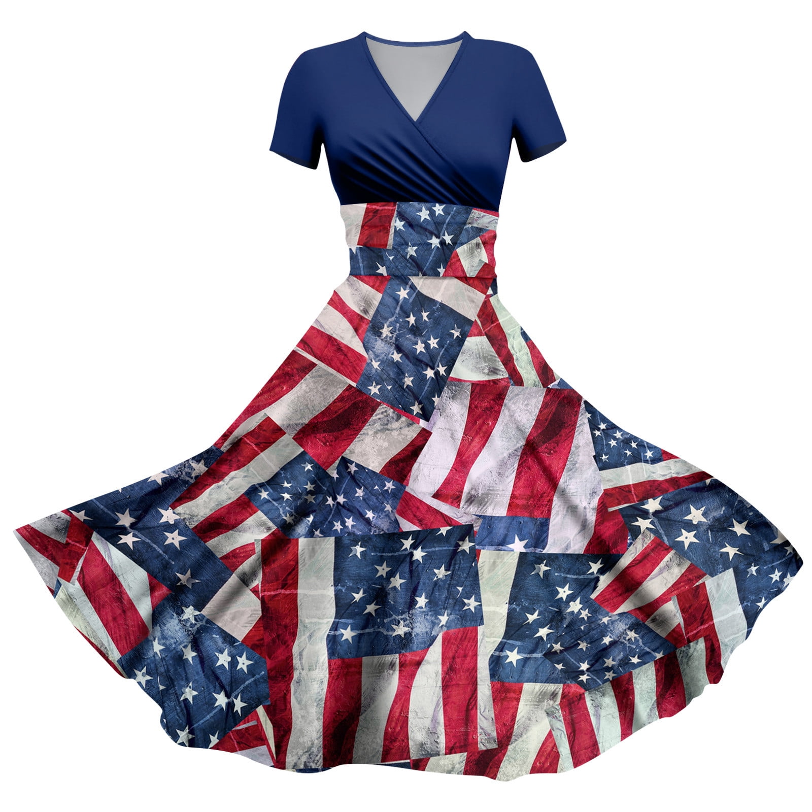 Mlqidk American Flag Sundress for Women Patriotic Wedding Guest Dress ...