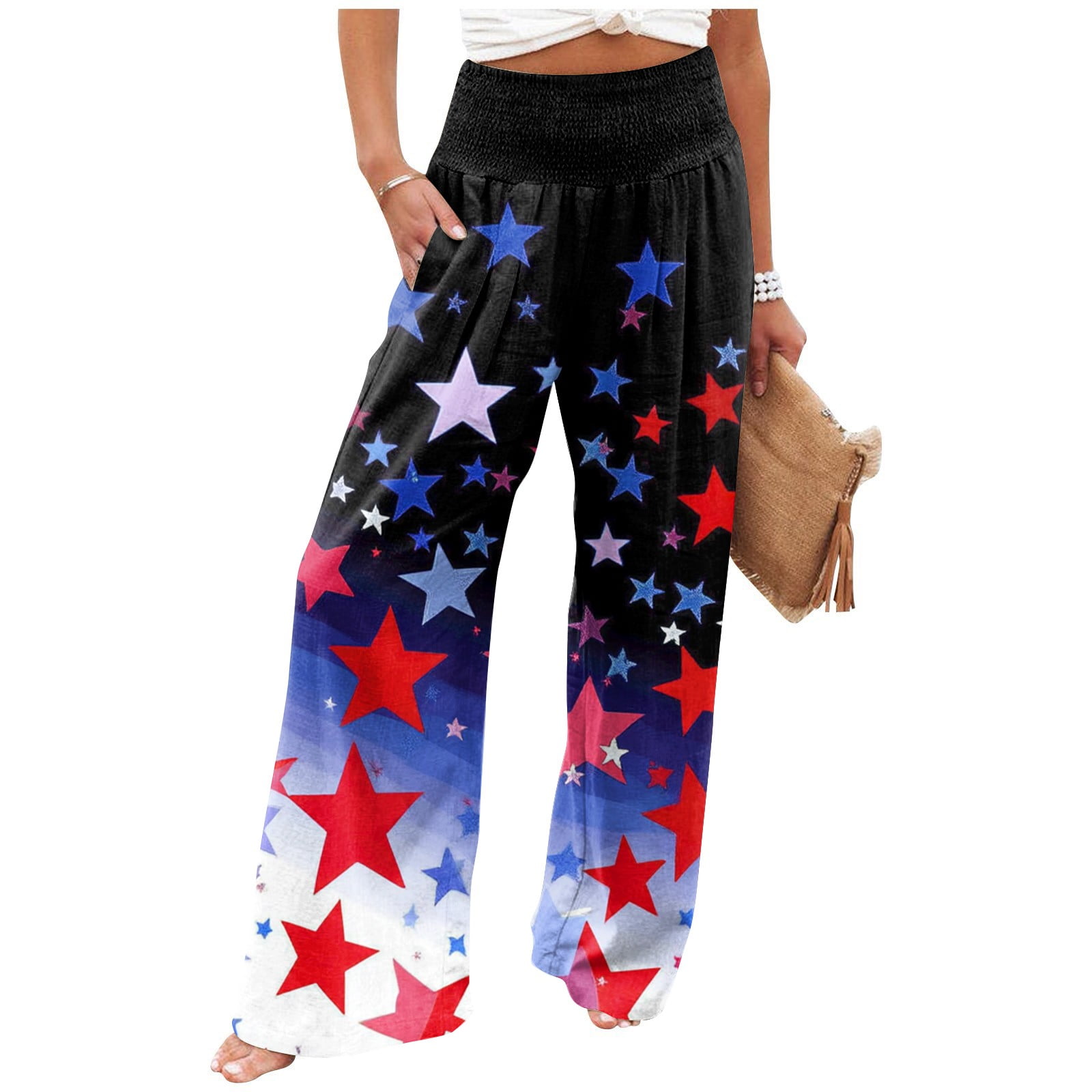 Mlqidk American Flag Trousers for Women High Waisted Patriotic Yoga ...