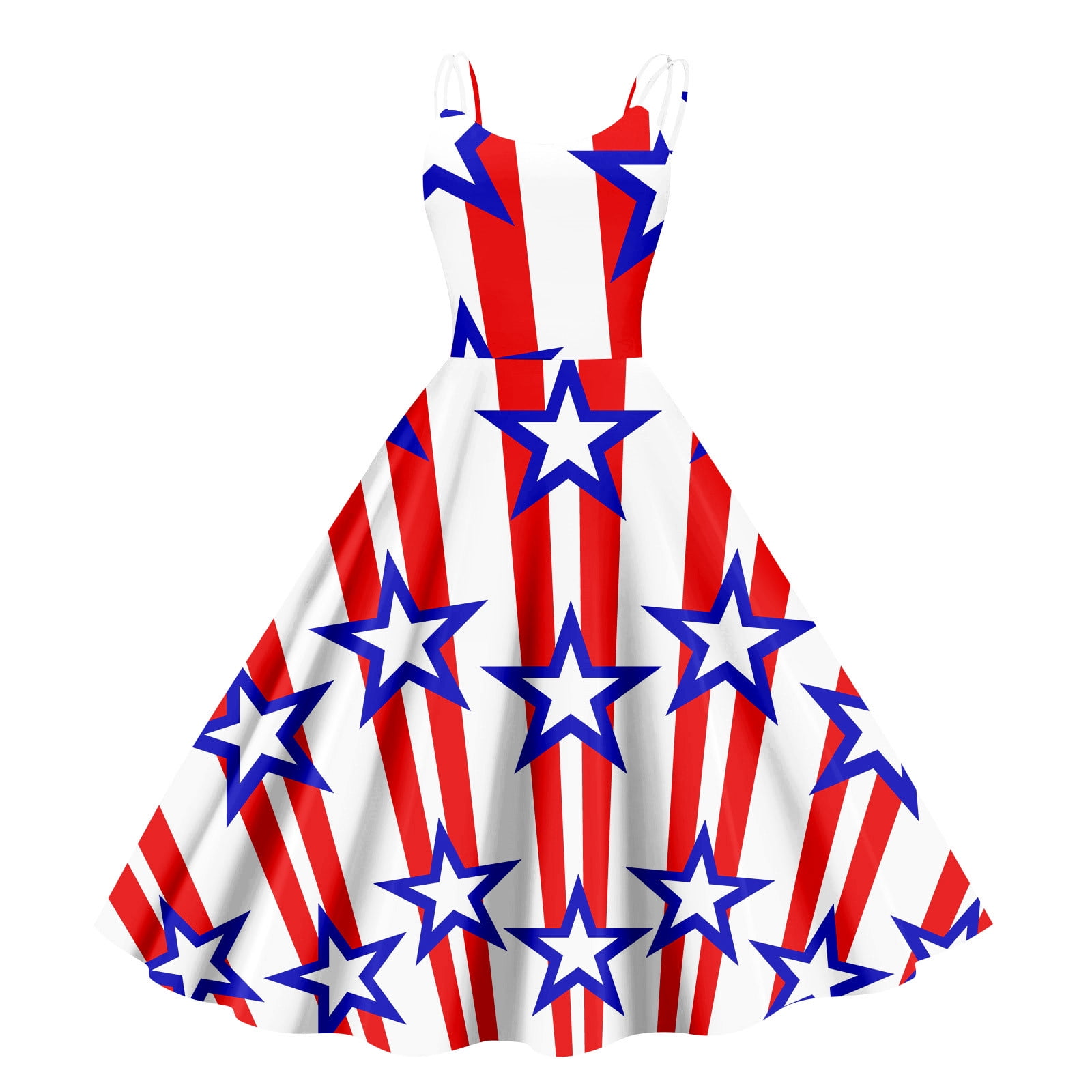 Mlqidk American Flag Wedding Guest Dress Patriotic Halter Maxi Dress ...