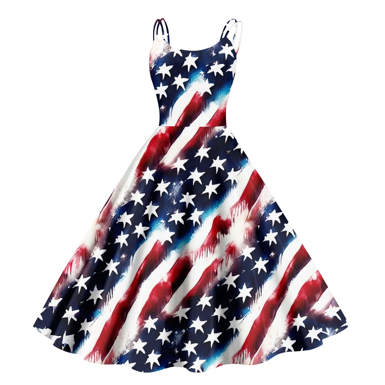 Mlqidk American Flag Wedding Guest Dress Patriotic Halter Maxi Dress ...