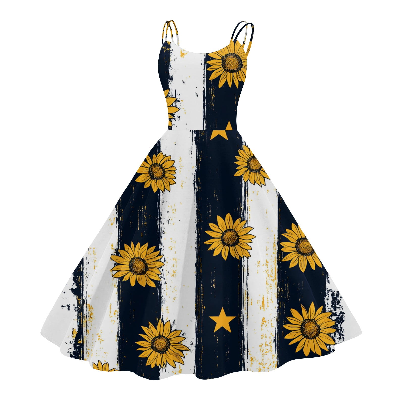 Mlqidk American Flag Wedding Guest Dress Patriotic Halter Maxi Dress ...