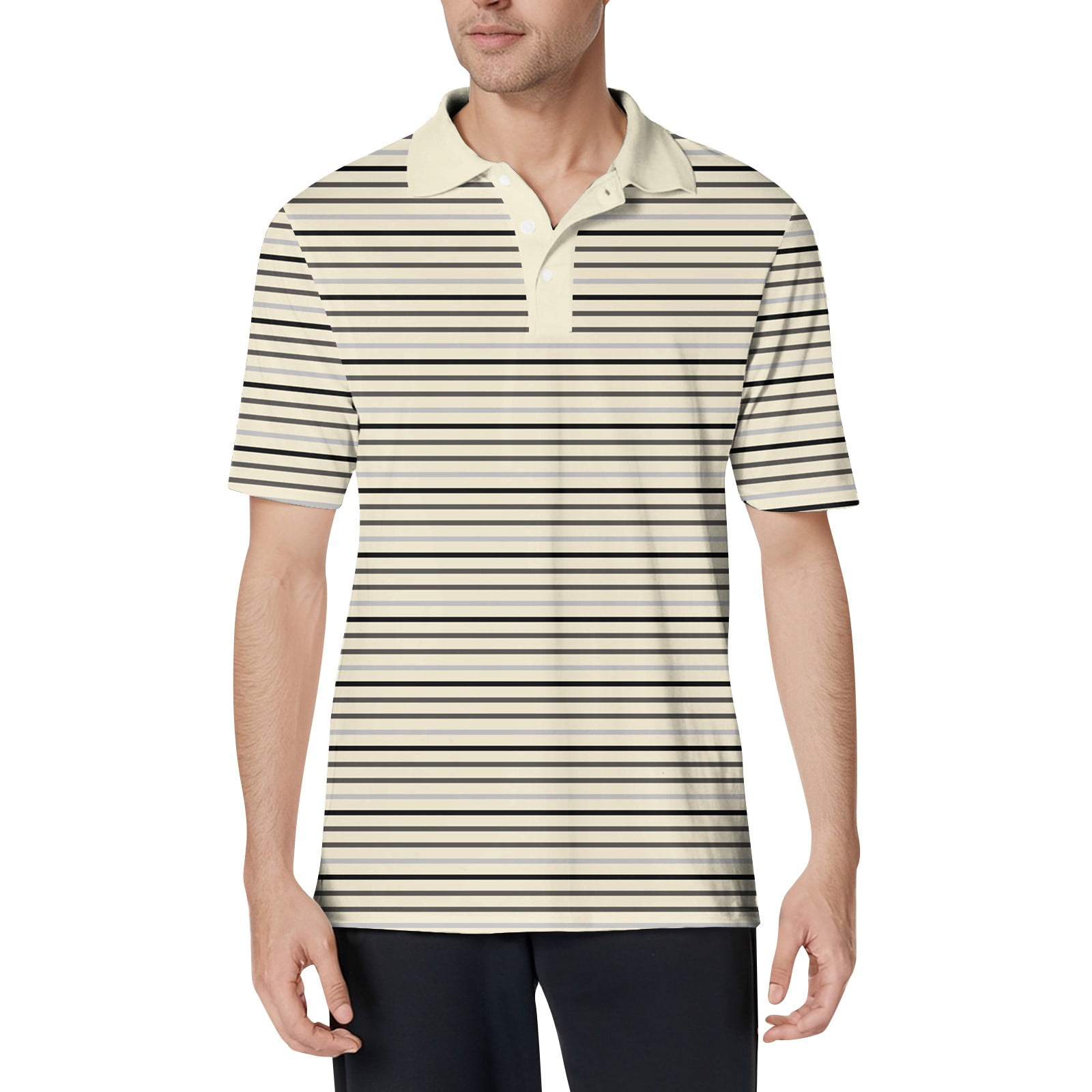 Mlqidk Beige Polo Shirts for Men Short Sleeve Regular Fit Button Down ...